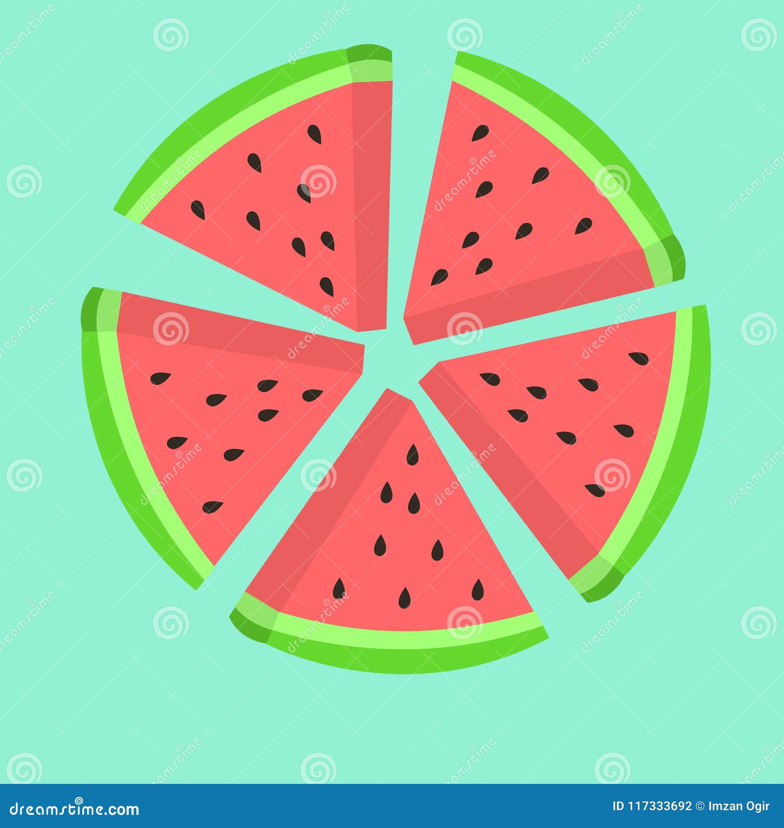 Pastel Watermelon Slice With Seeds In Circl Royalty-Free Cartoon ...