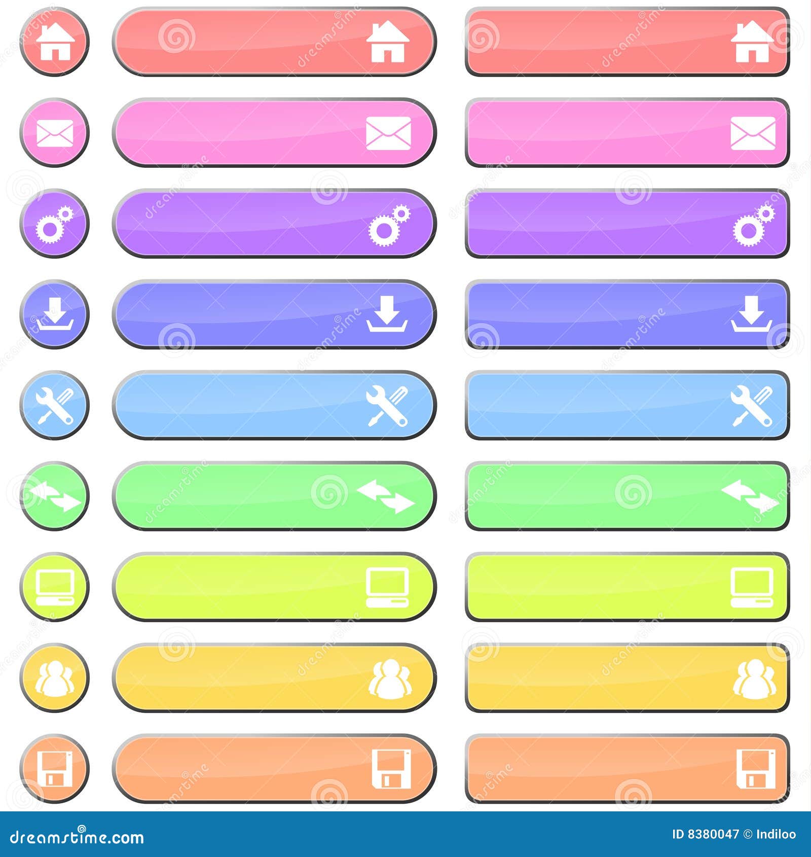 Pastel Web Buttons and Icons Stock Illustration - Illustration of ...