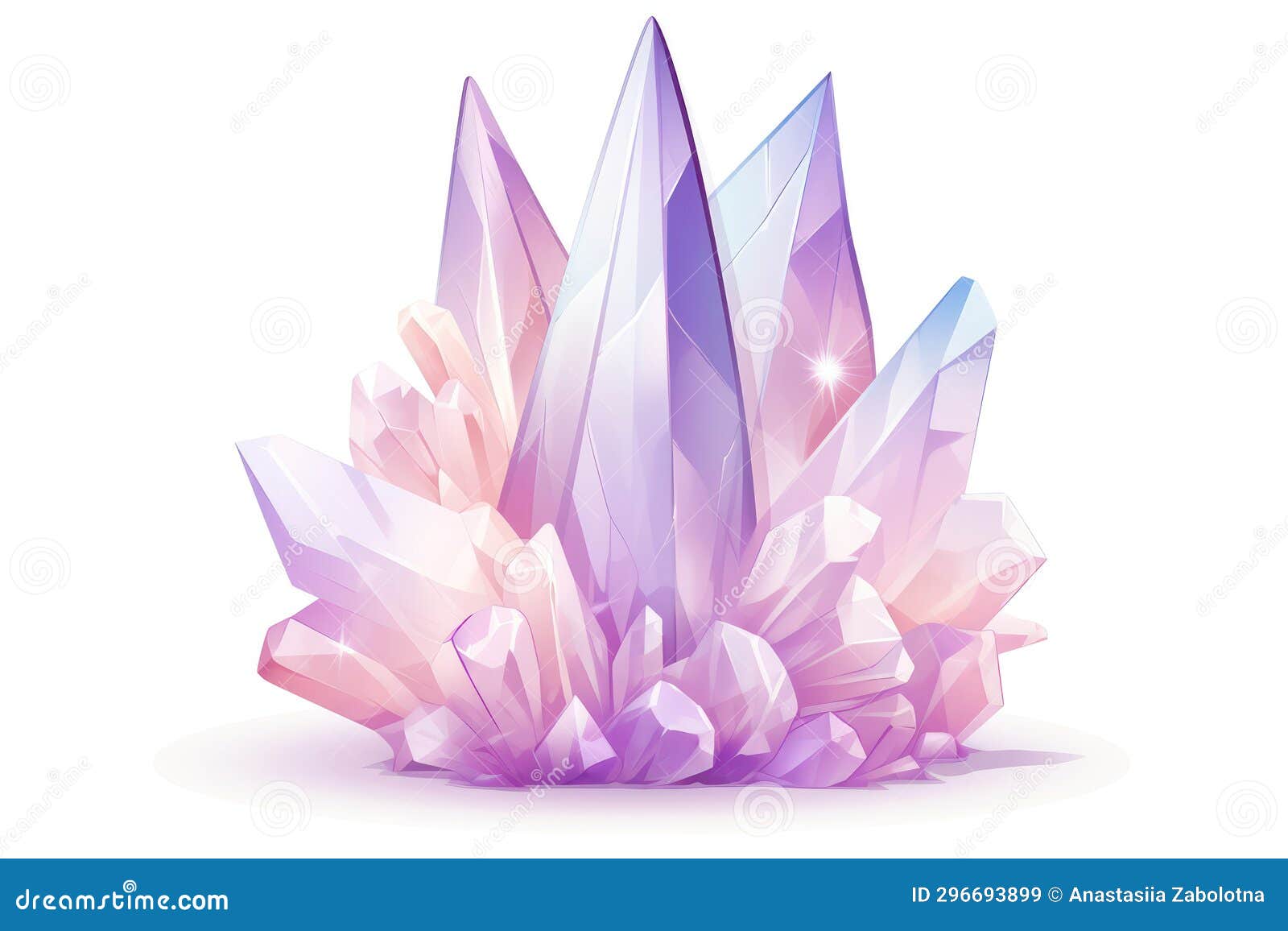 Pastel White Crystal Quartz Translucent Cartoon on White Background ...