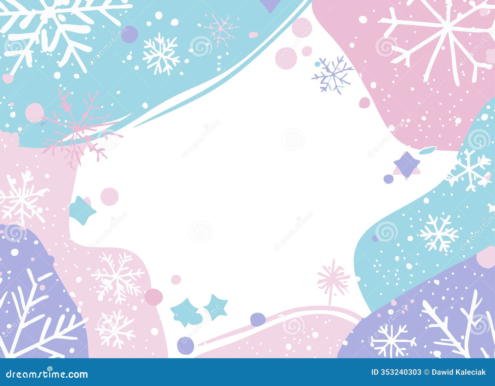 Pastel Winter-themed Frame with Snowflakes and Soft Colors Stock ...
