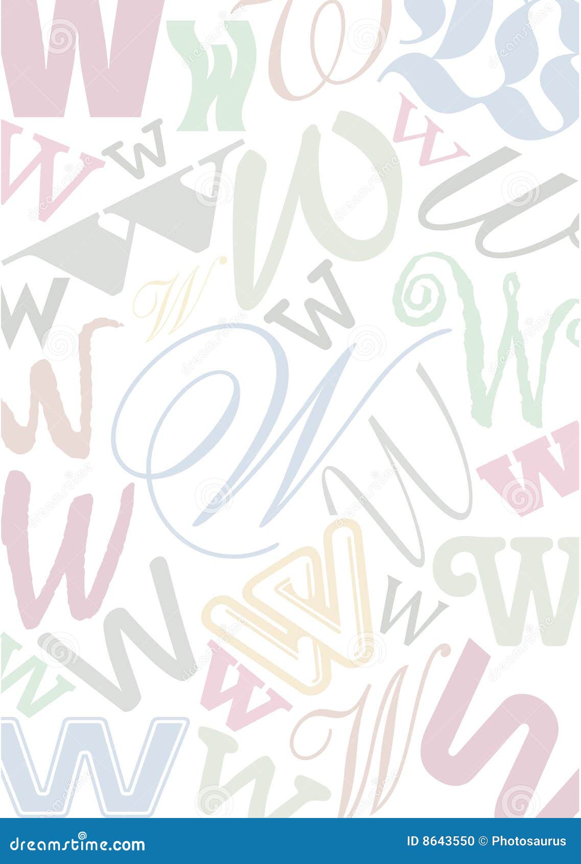 Pastell colored letter W stock vector. Illustration of print - 8643550