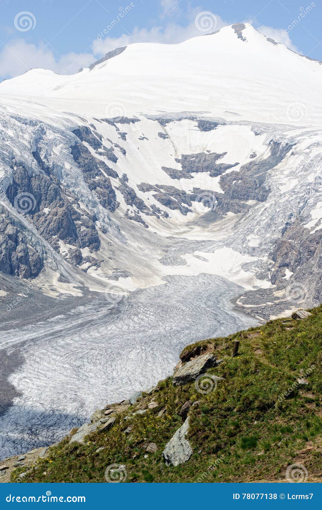 Pasterze Glacier at Grossglocker Mountain Area with Snow in Summer Time ...