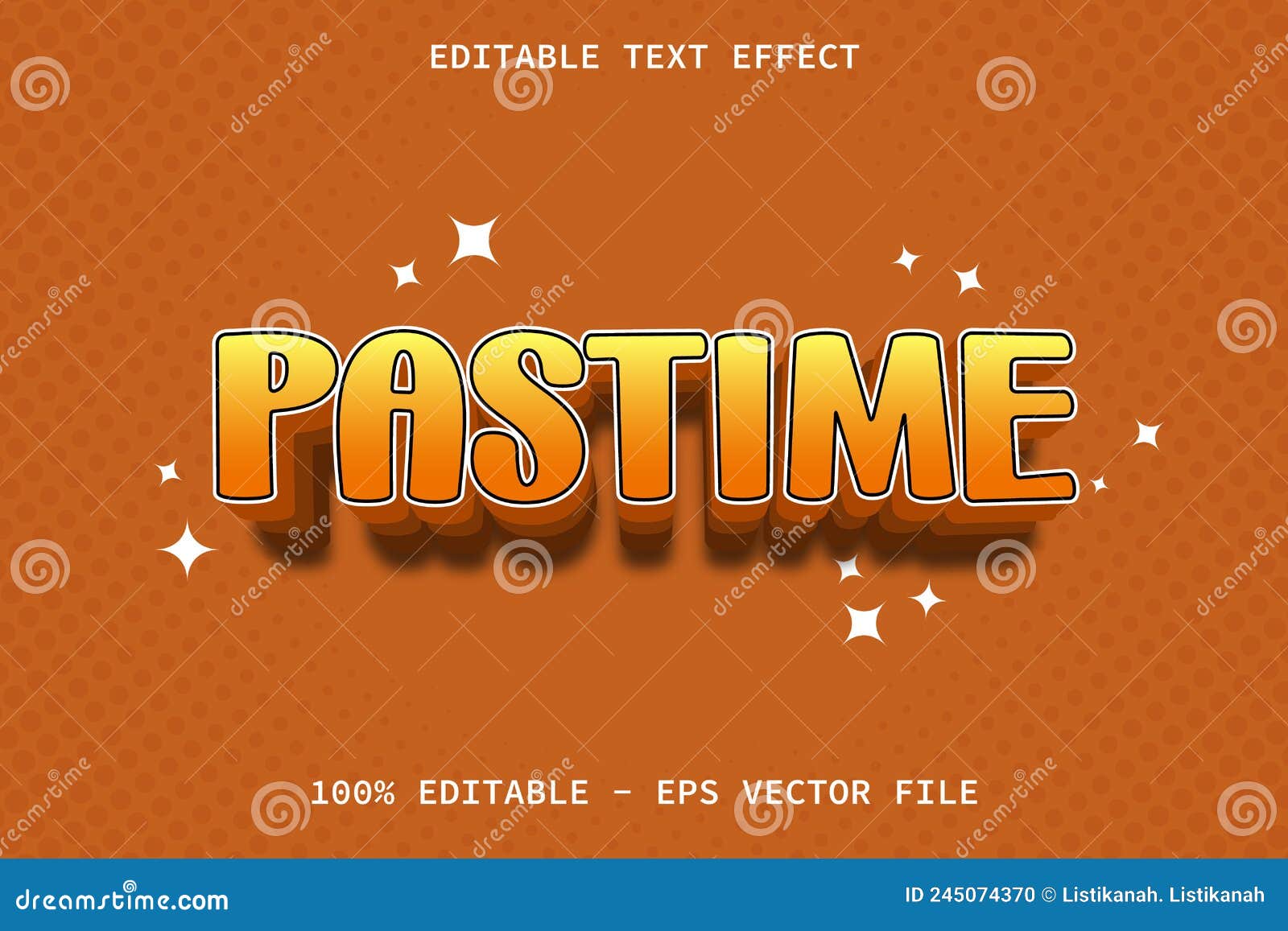 Pastime with Cartoon Style Editable Text Effect Stock Vector ...