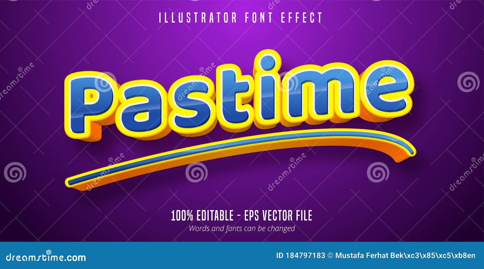 Pastime Text, 3d Editable Text Effect Stock Vector - Illustration of ...