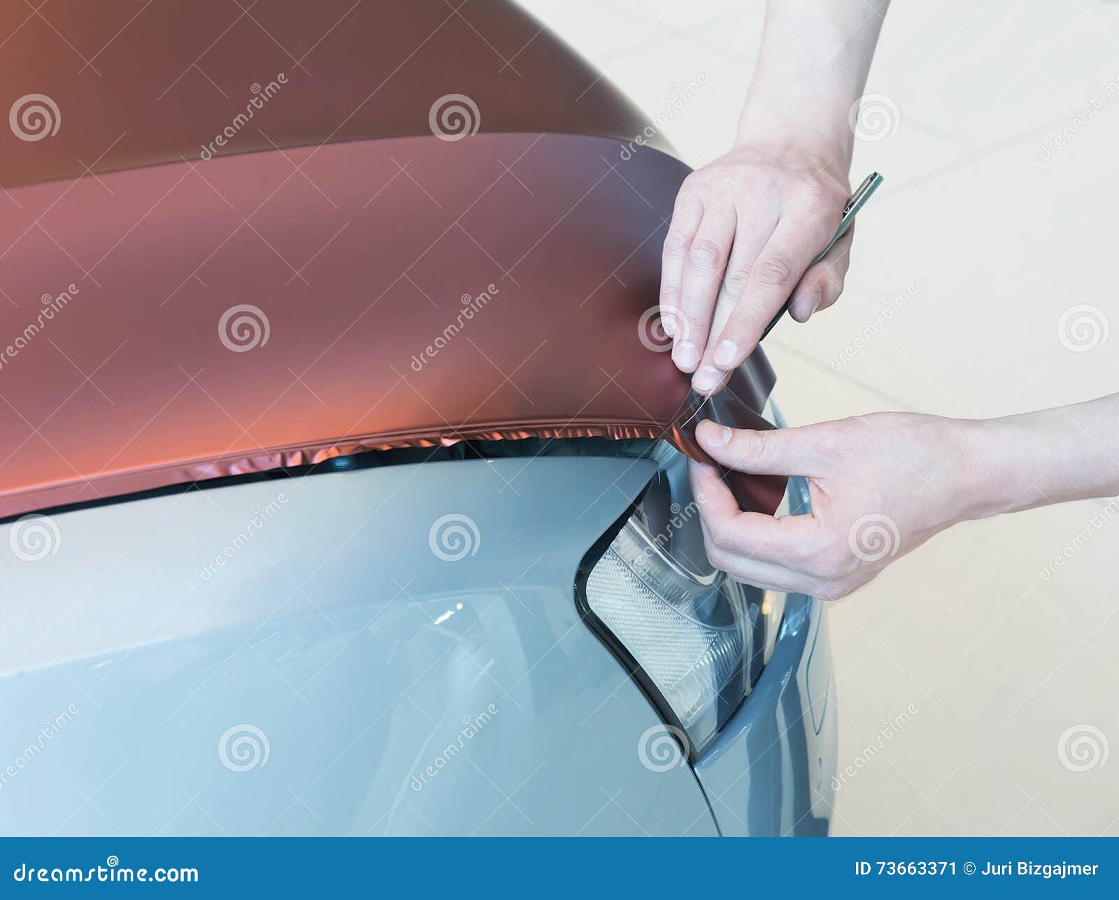 Pasting of Car Carbonic Plastic Stock Image - Image of plastic ...