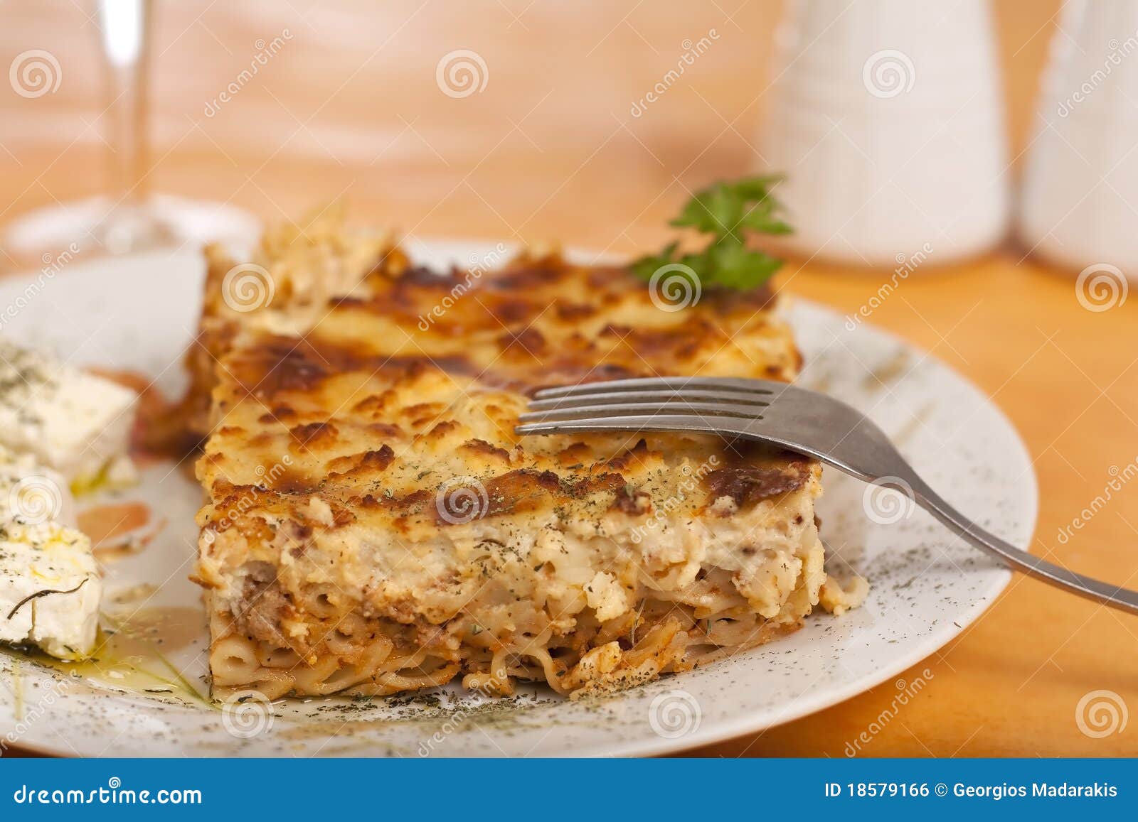 Pastitsio, greek food stock photo. Image of indoors, dish - 18579166