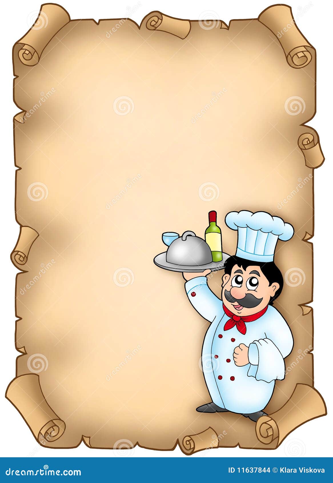 Pasto Della Holding Del Cuoco Unico Su Pergamena Illustrazione di Stock ... Pasto Della Holding Del Cuoco Unico Su Pergamena Illustrazione di Stock ...