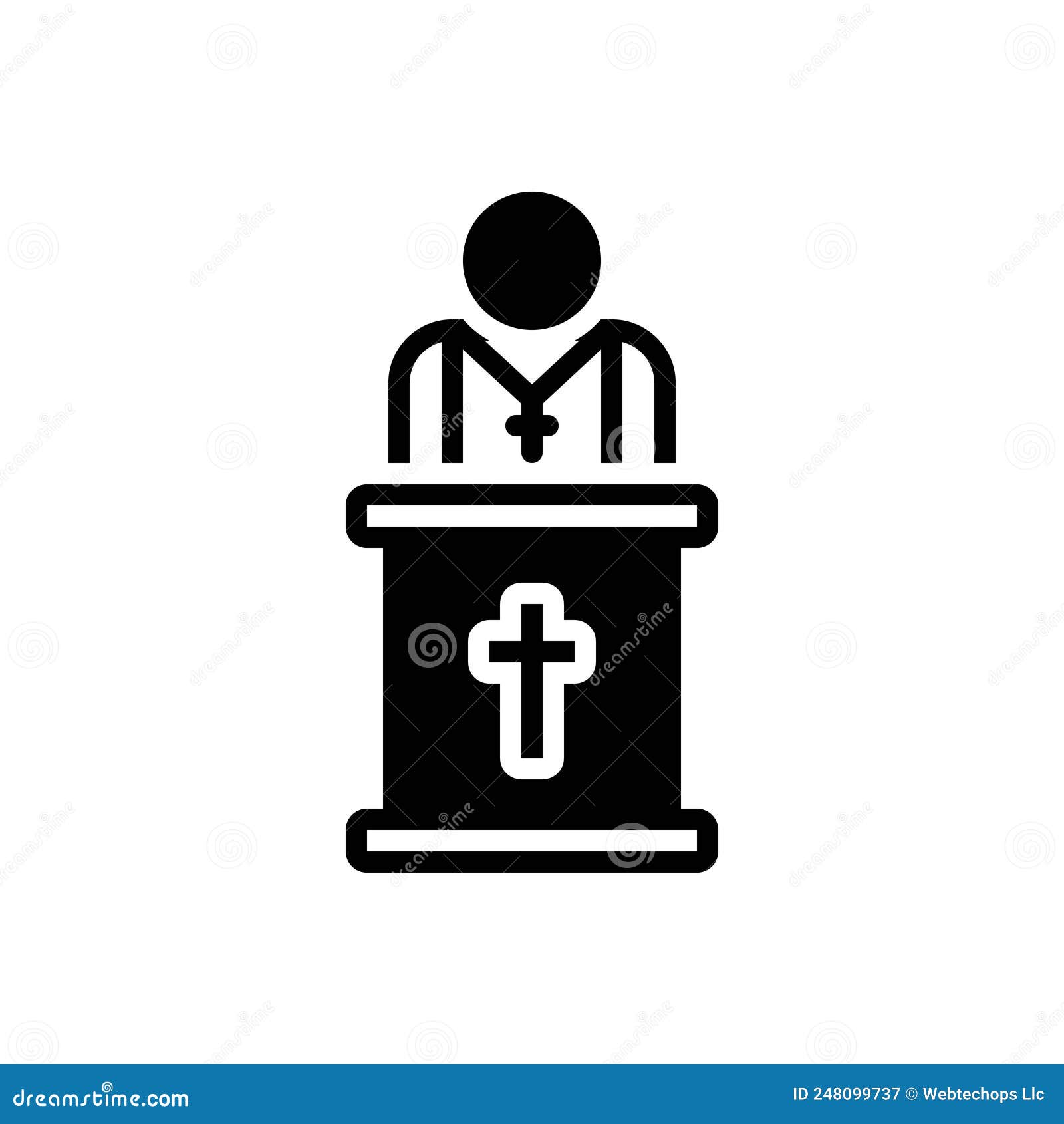 Pastor, Priest, Preacher Speaking In Podium With Bible, Cartoon Flat ...