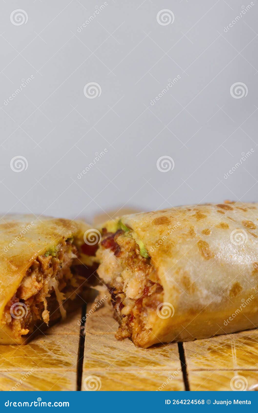 Pastor Mexican Burrito with Meat and Hot Sauce Stock Photo - Image of ...