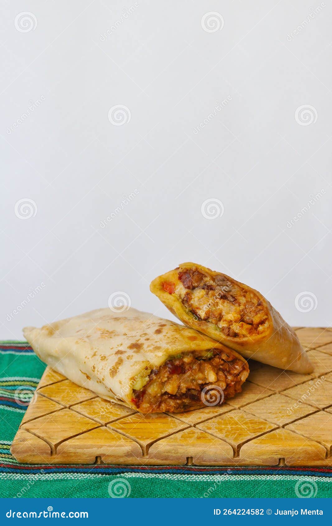 Pastor Mexican Burrito with Meat and Hot Sauce Stock Photo - Image of ...