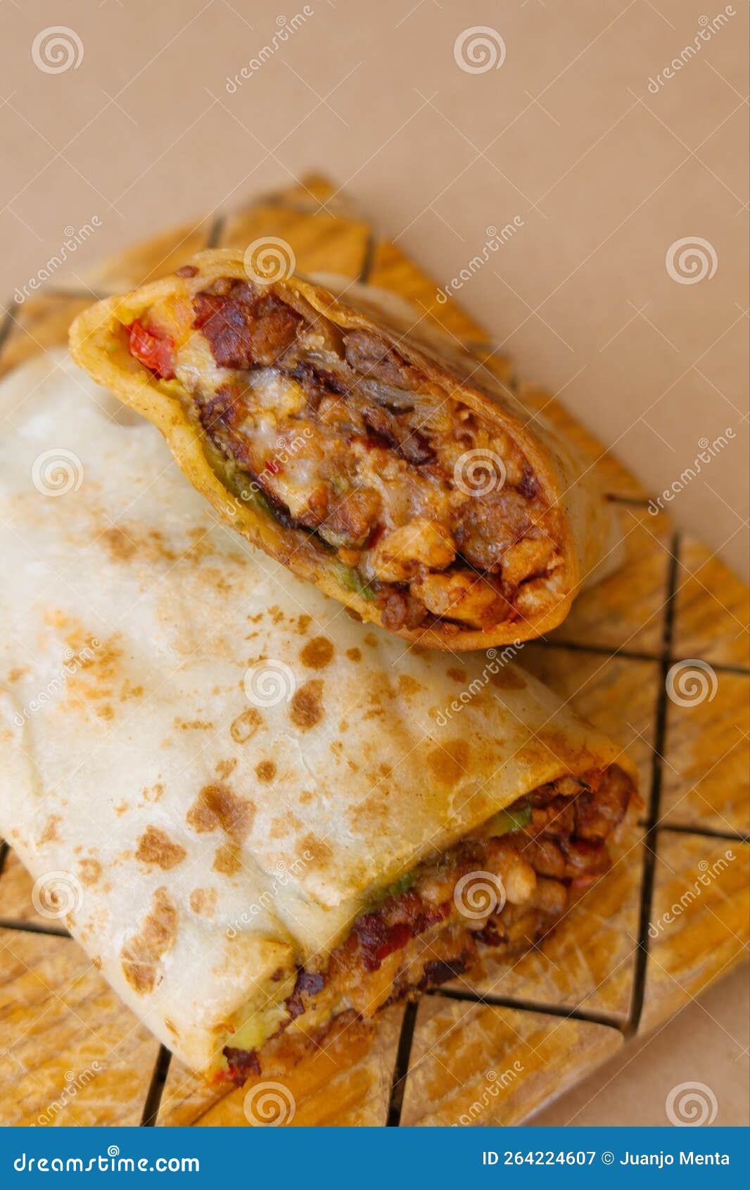 Pastor Mexican Burrito with Meat and Hot Sauce Stock Image - Image of ...