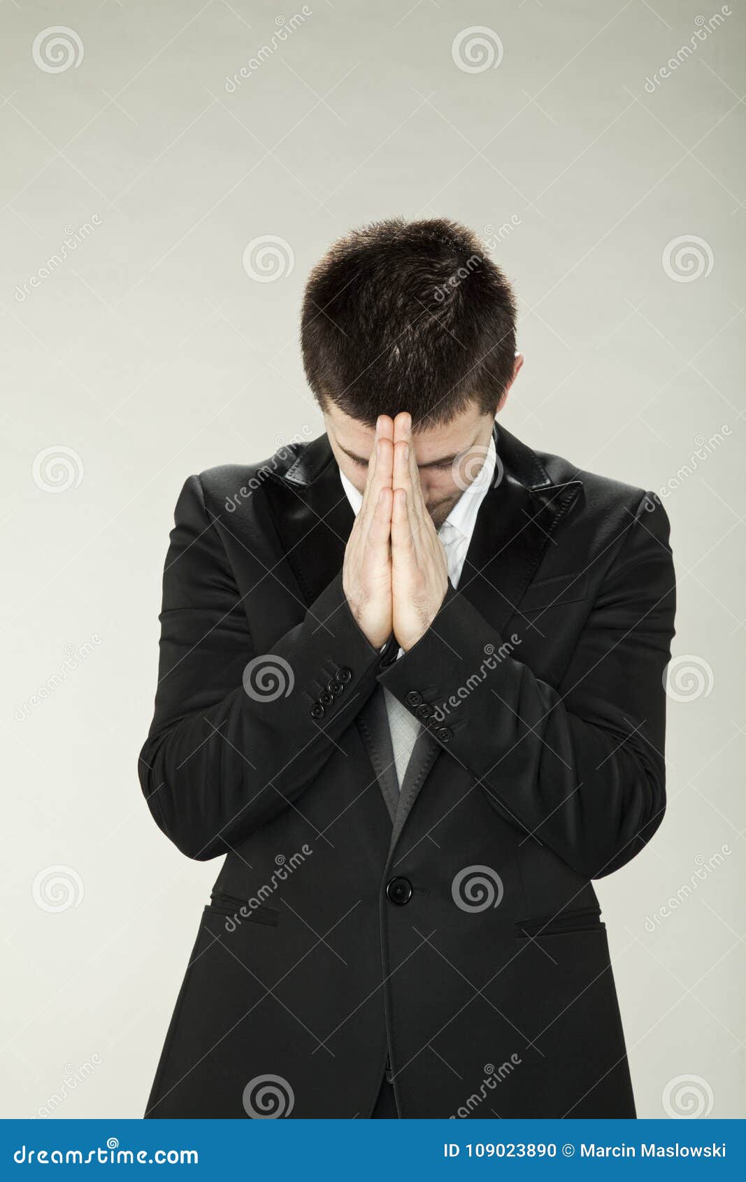 Pastor Prays for a Blessing Stock Photo - Image of businessman ...
