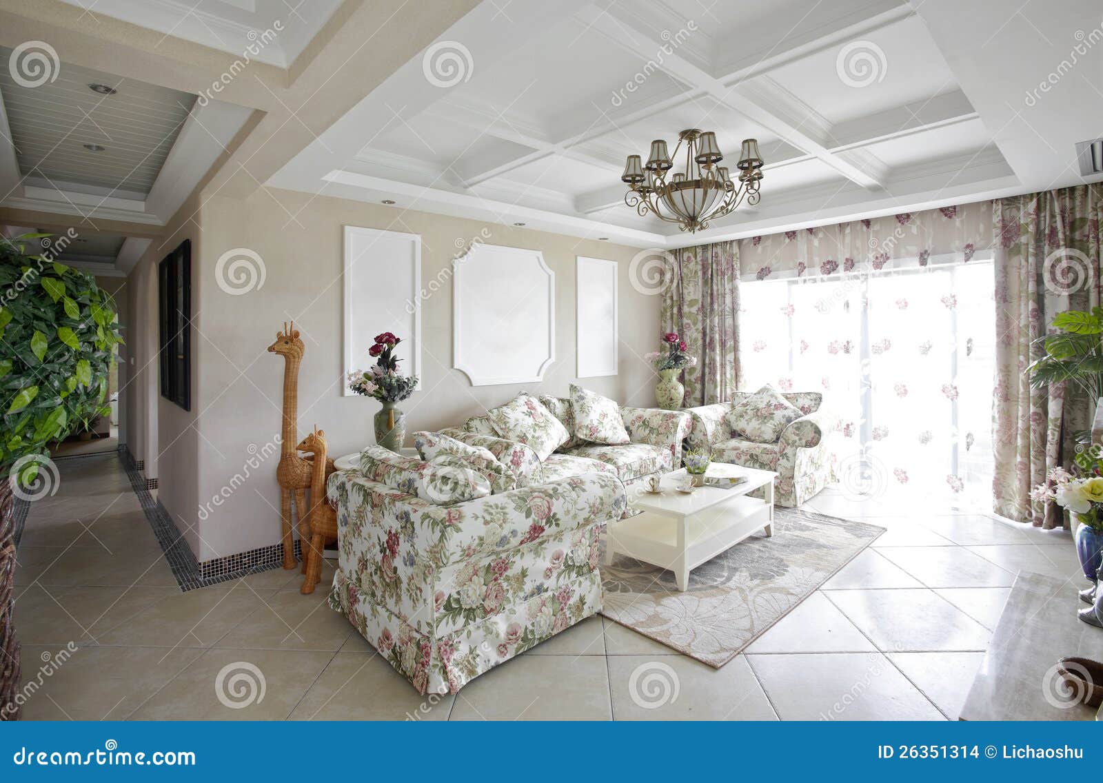 The Pastoral Style Living Room Stock Photo - Image of furniture, chair ...