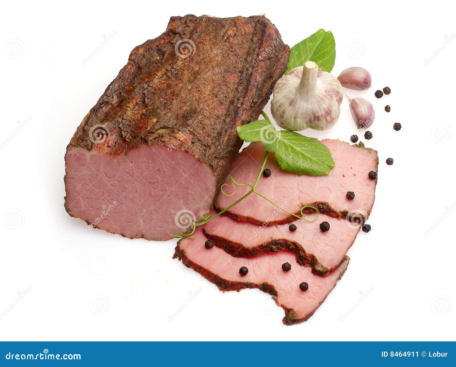 Pastrami Decorated with Garlic and Black Pepper Stock Image - Image of ...