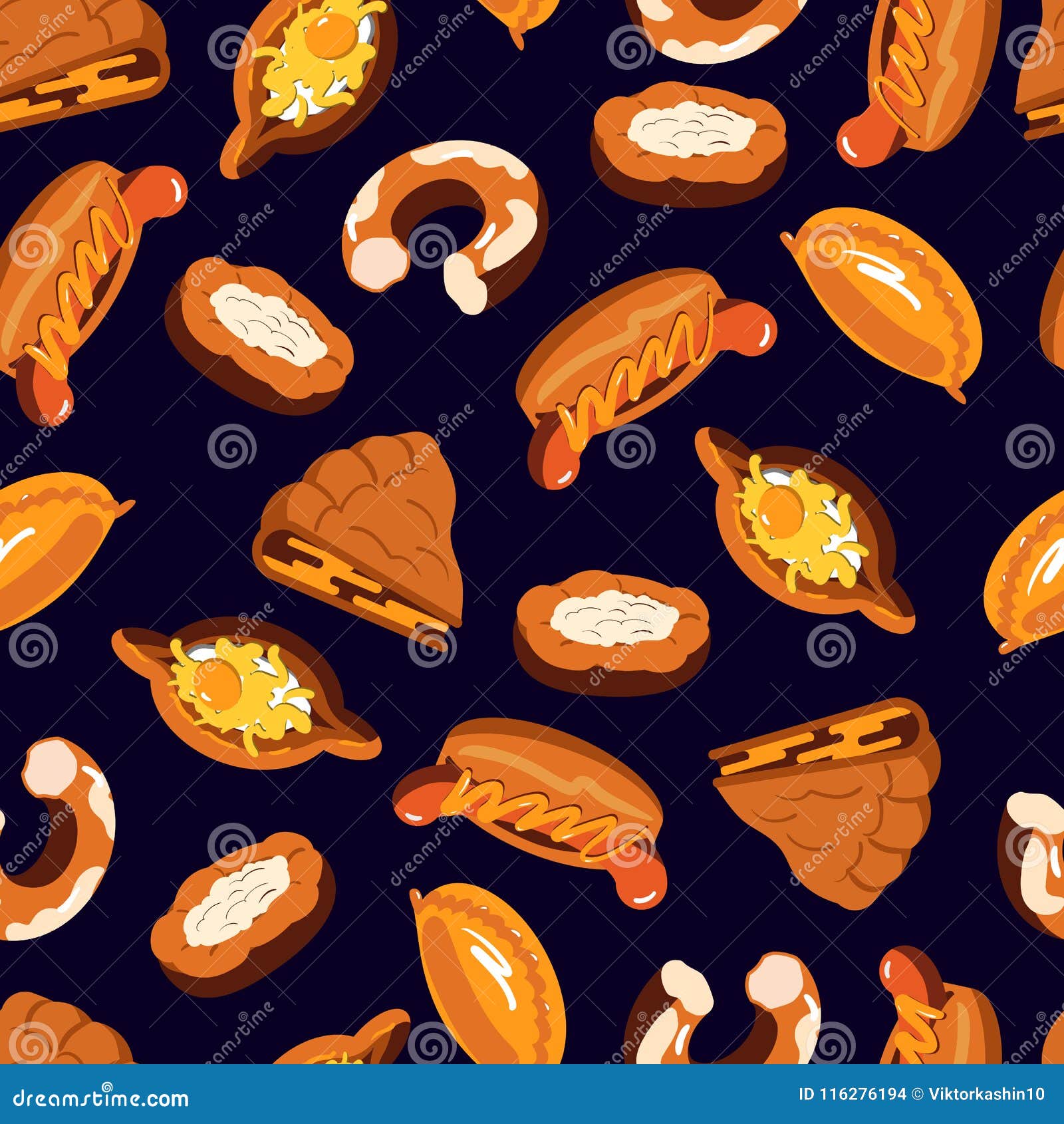 Pastries Bakery Pattern. Well-done Pastries Background for Design of a ...