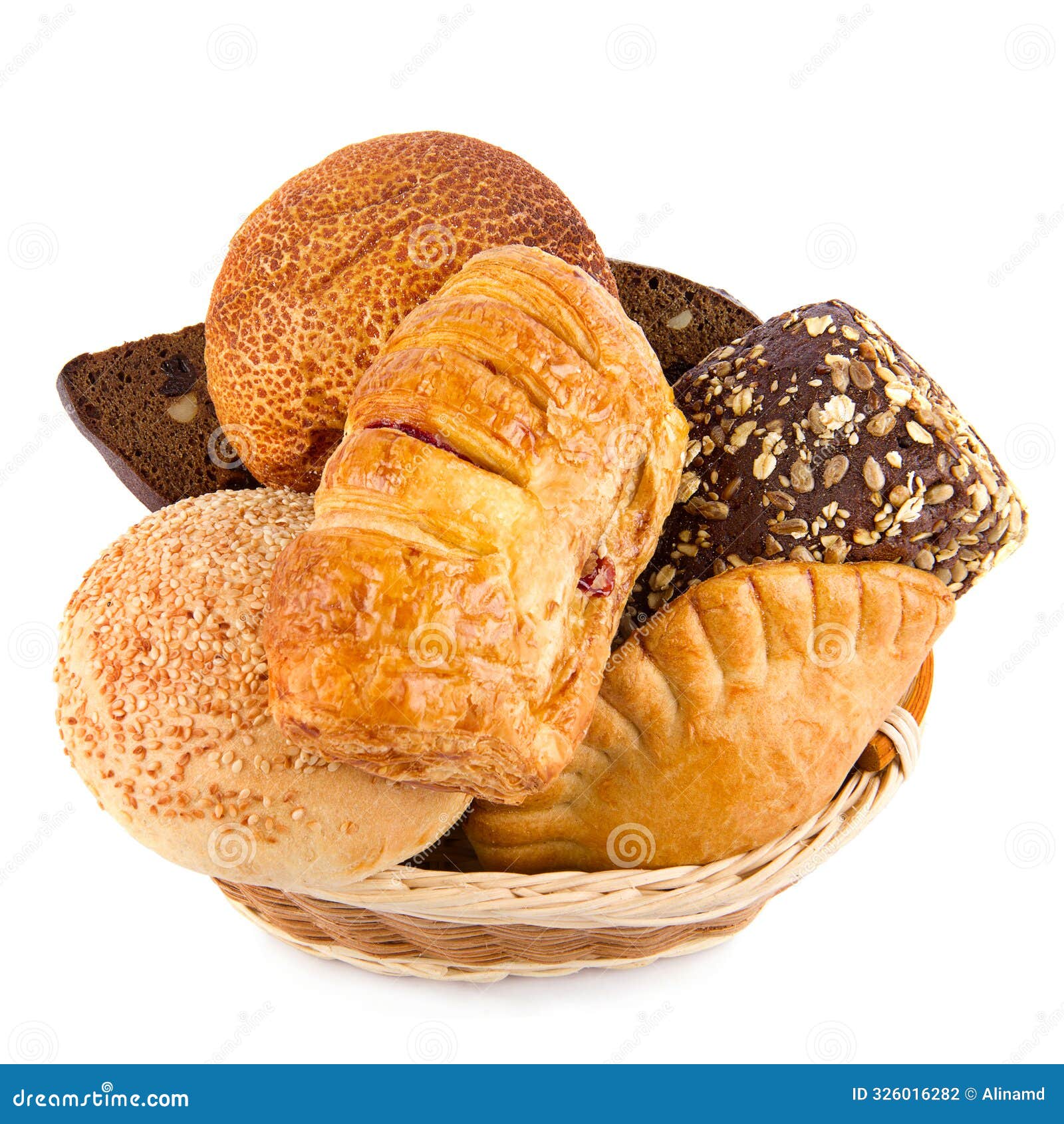 Pastries, Buns and Bread Isolated on a White Stock Photo - Image of ...
