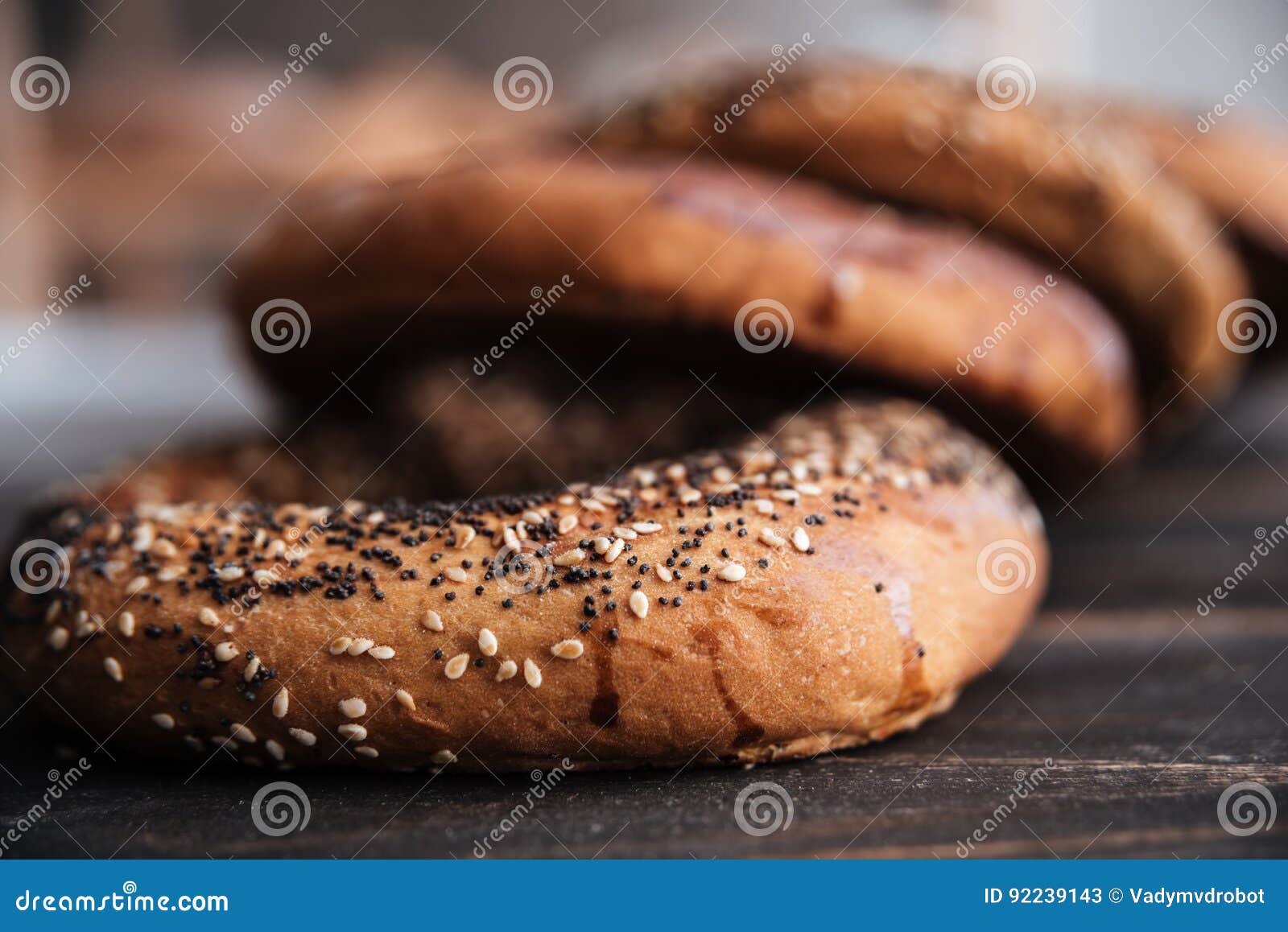 Pastries on Dark Wooden Table Background Stock Image - Image of close ...