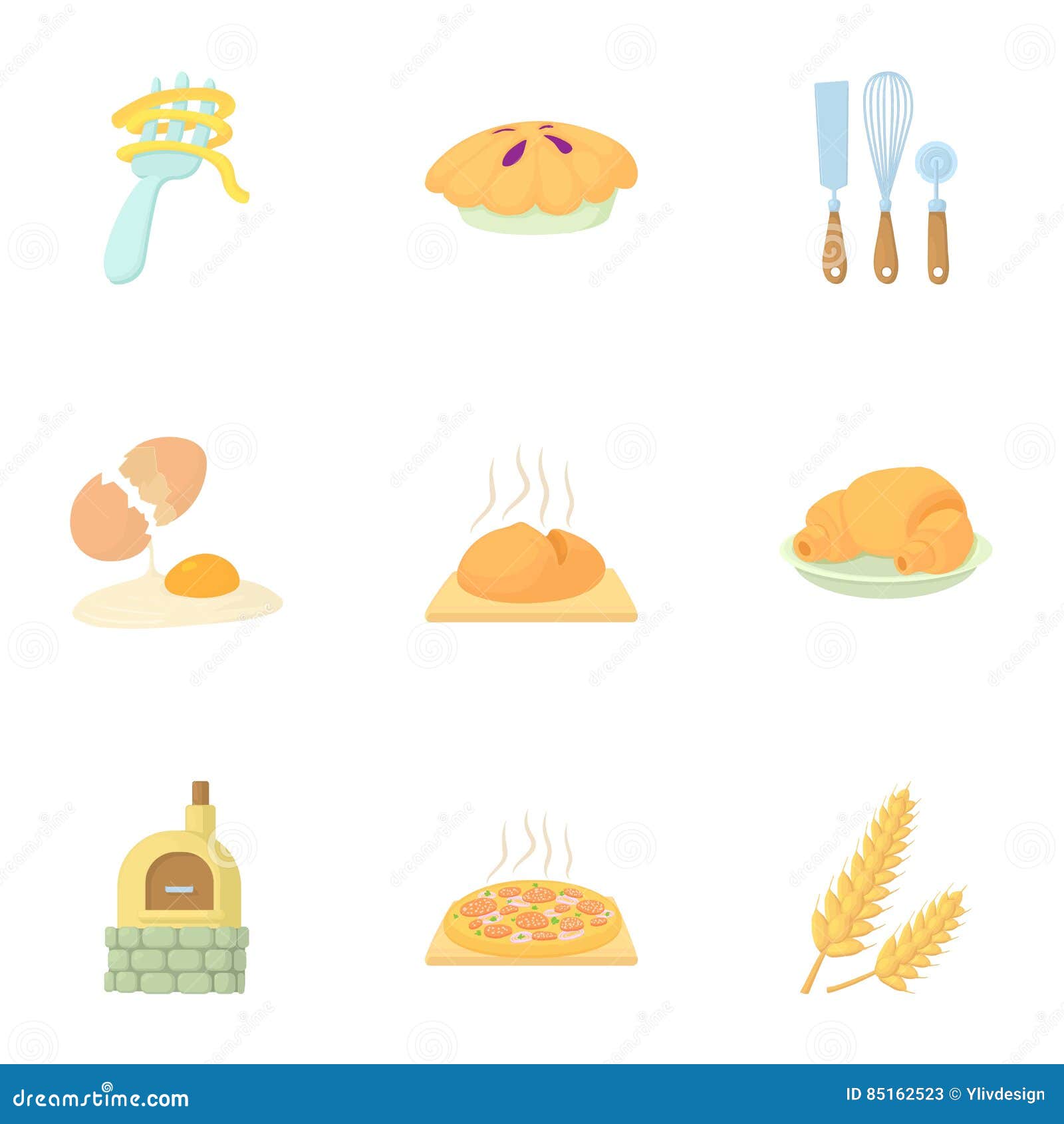 Pastries Icons Set, Cartoon Style Stock Vector - Illustration of cutter ...