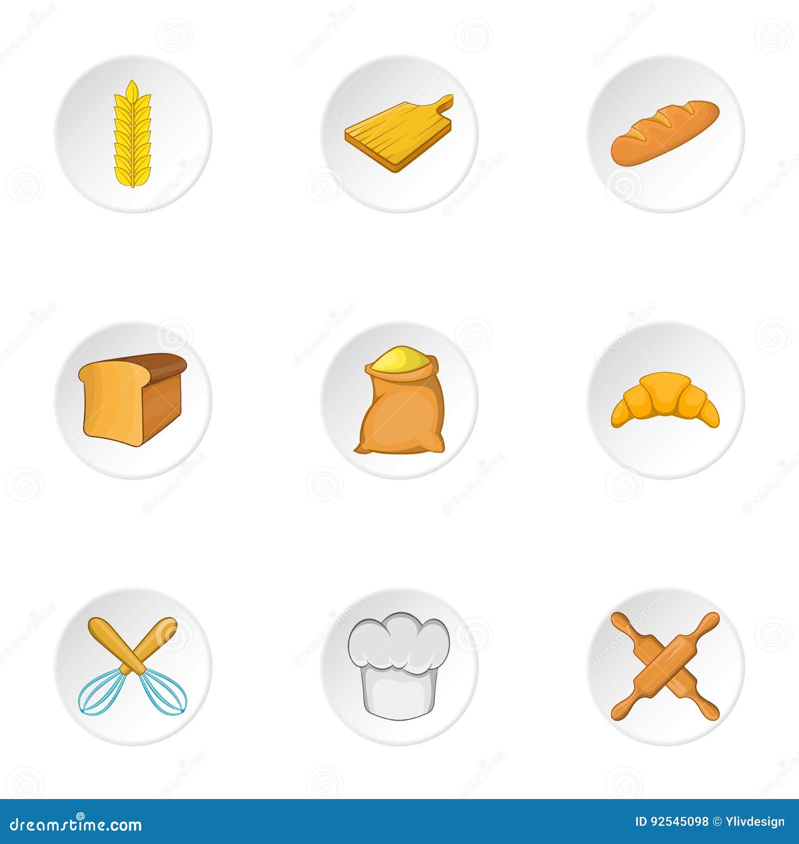 Pastries Icons Set, Cartoon Style Stock Vector - Illustration of flour ...