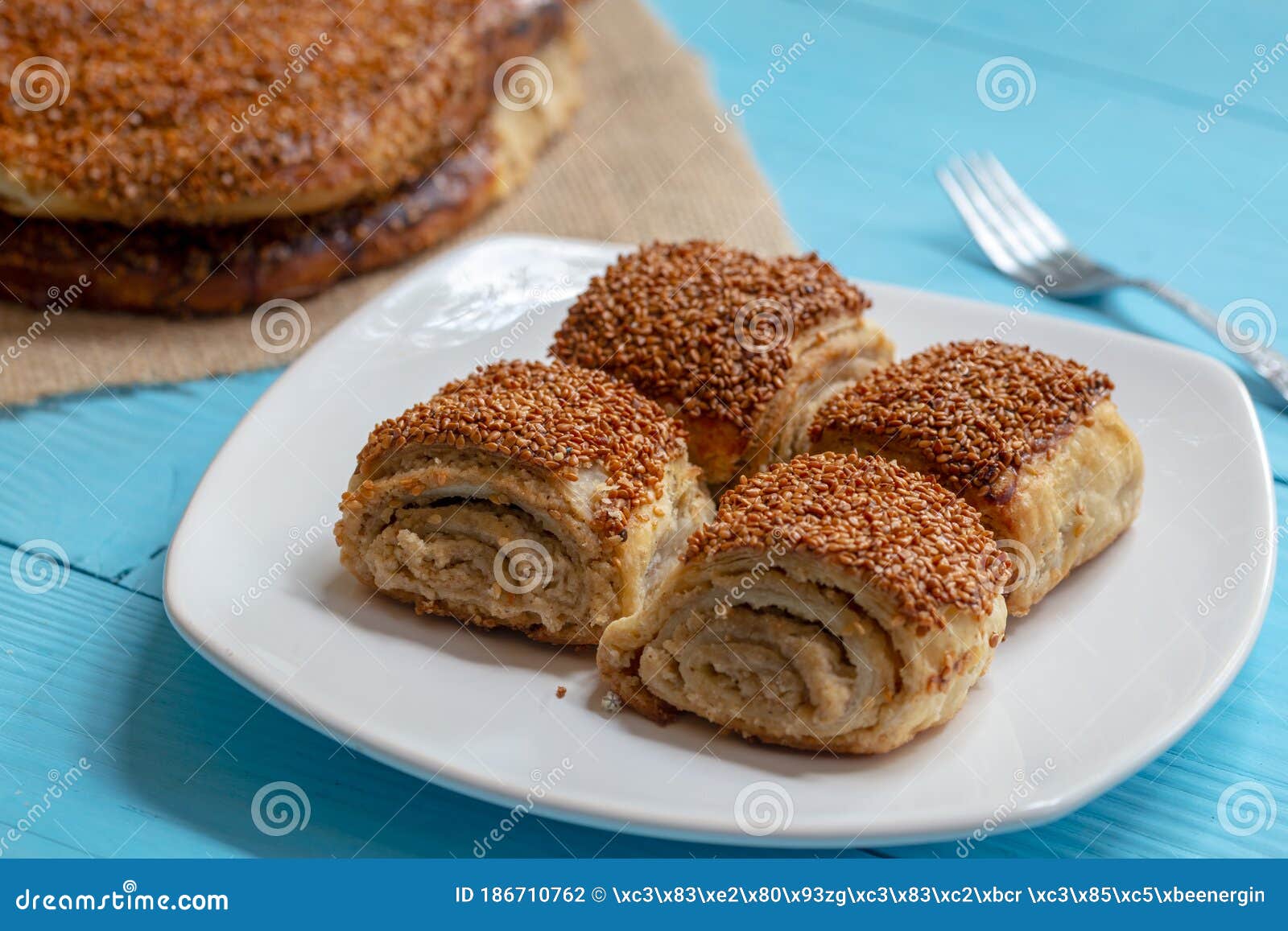 Pastries with Tahini and Sesame / Tahinli Corek Stock Photo - Image of ...