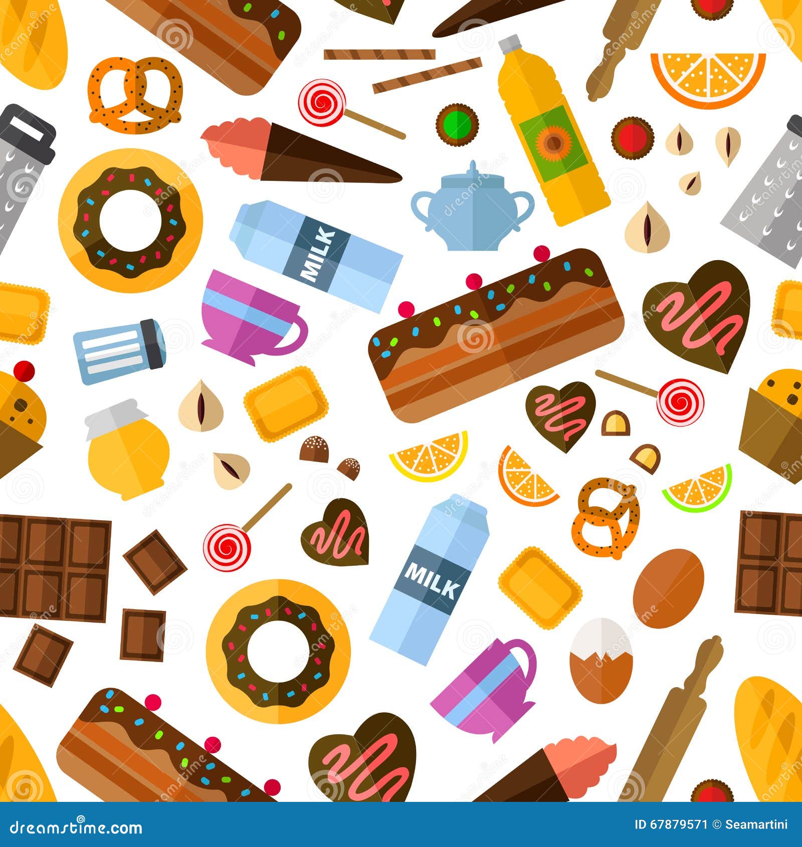 Pastry and Bakery Seamless Pattern Stock Vector - Illustration of food ...