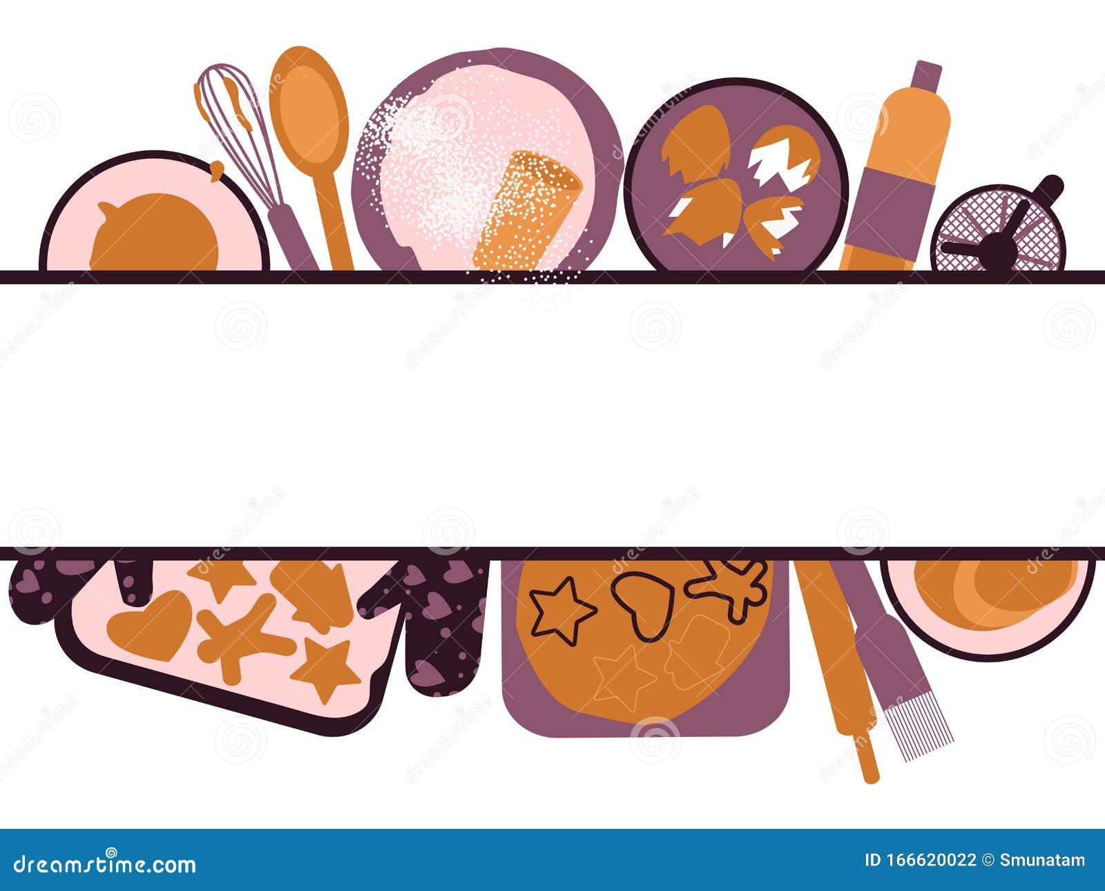 Pastry Baking Frame in Flat Style on White Background Stock Vector ...