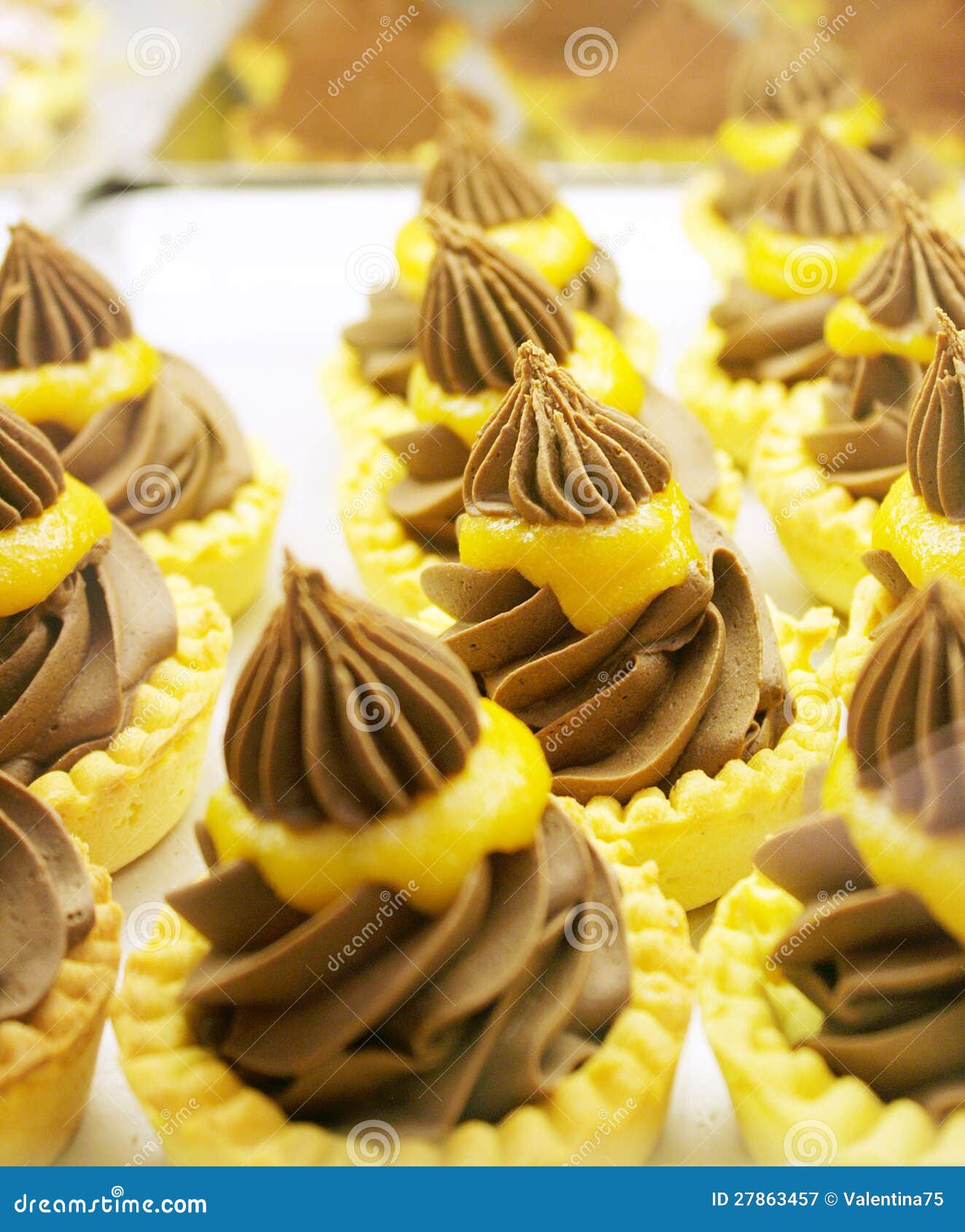 Pastry Baskets with Cream and Chocolate Stock Image - Image of ...