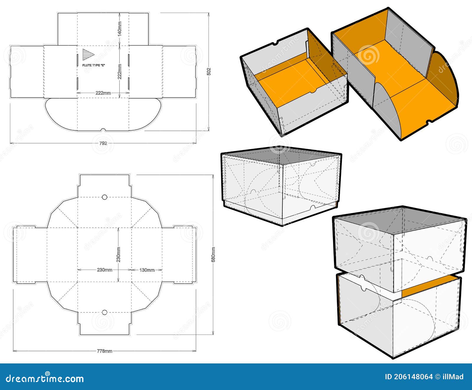 Pastry box design stock vector. Illustration of diagram - 206148064