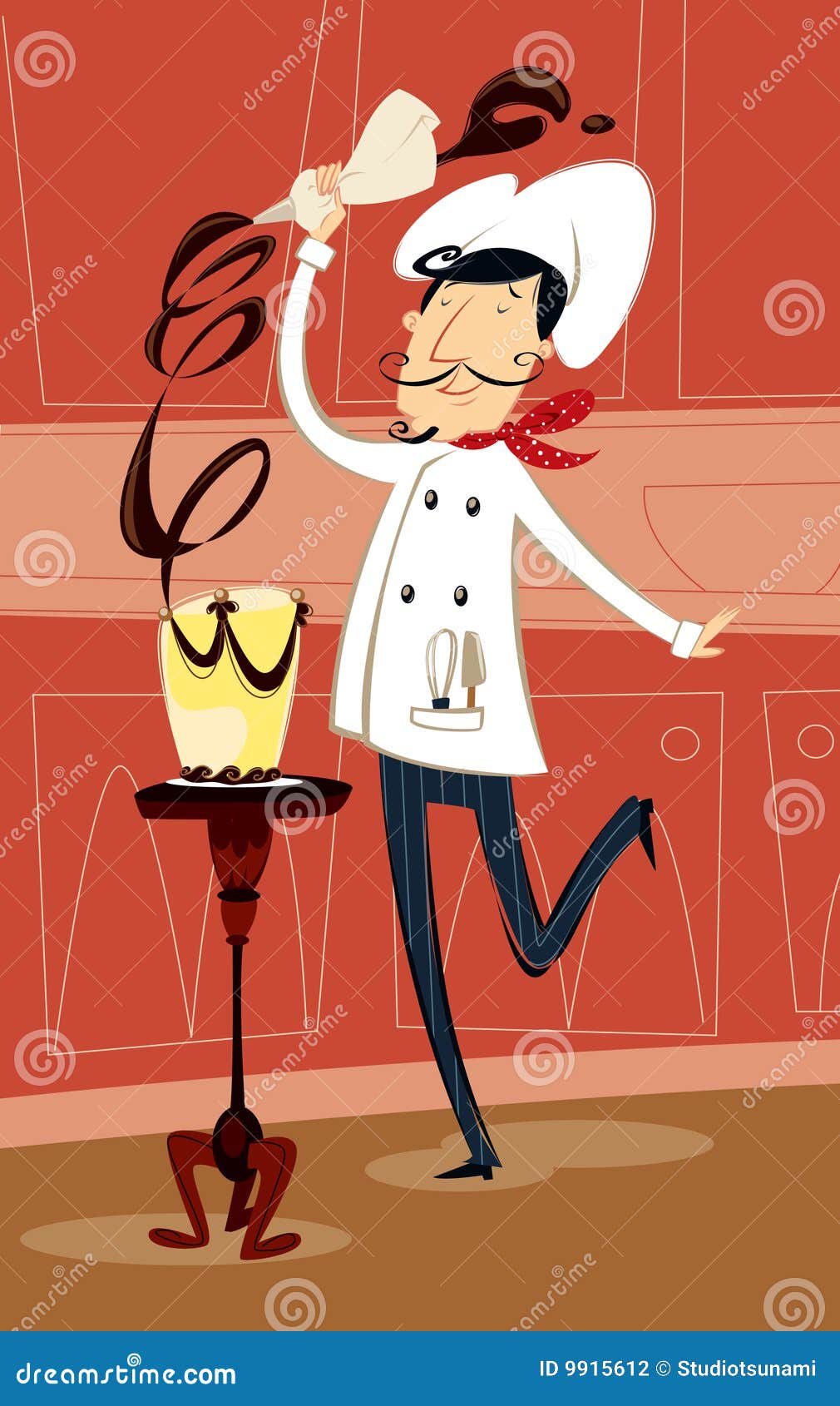 Pastry chef stock vector. Illustration of dessert, happy - 9915612