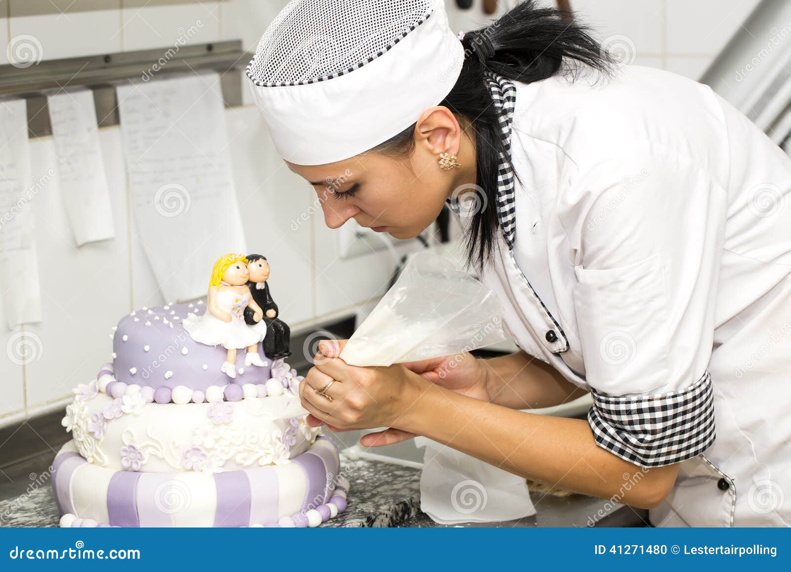 Pastry Chef Decorates a Cake Stock Photo - Image of bakery, preparing ...