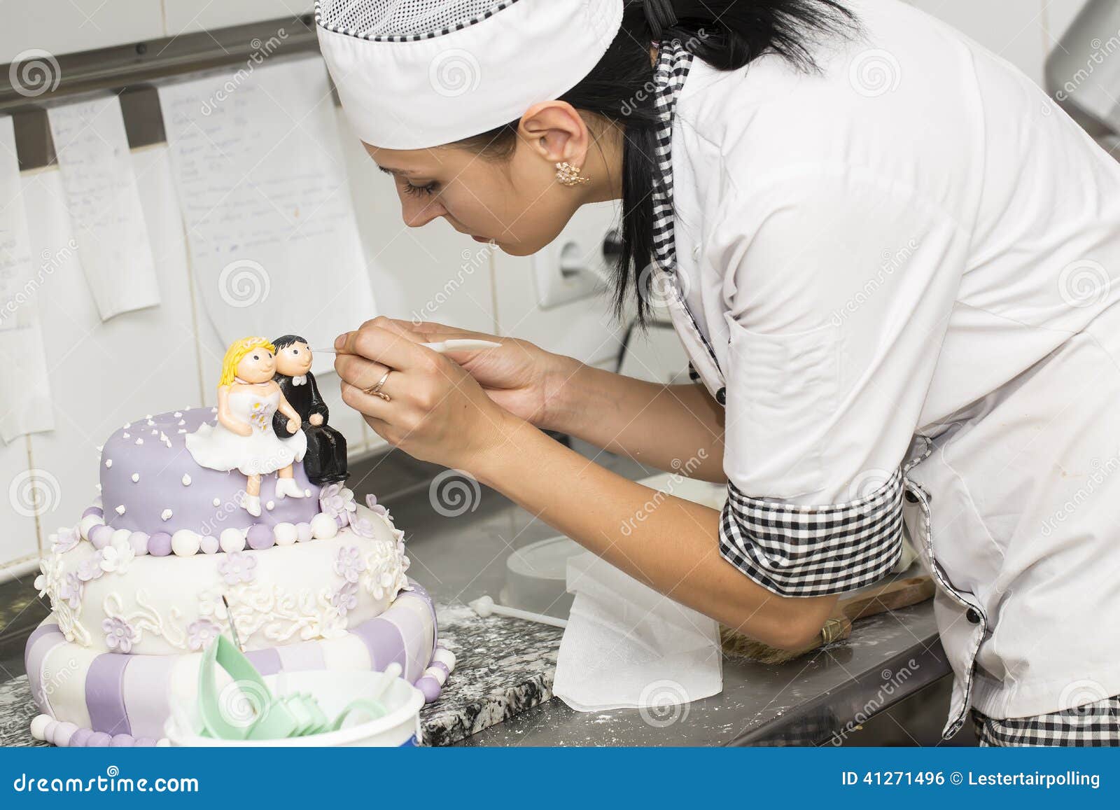 Pastry Chef Decorates a Cake Stock Photo - Image of cake, sweet: 41271496