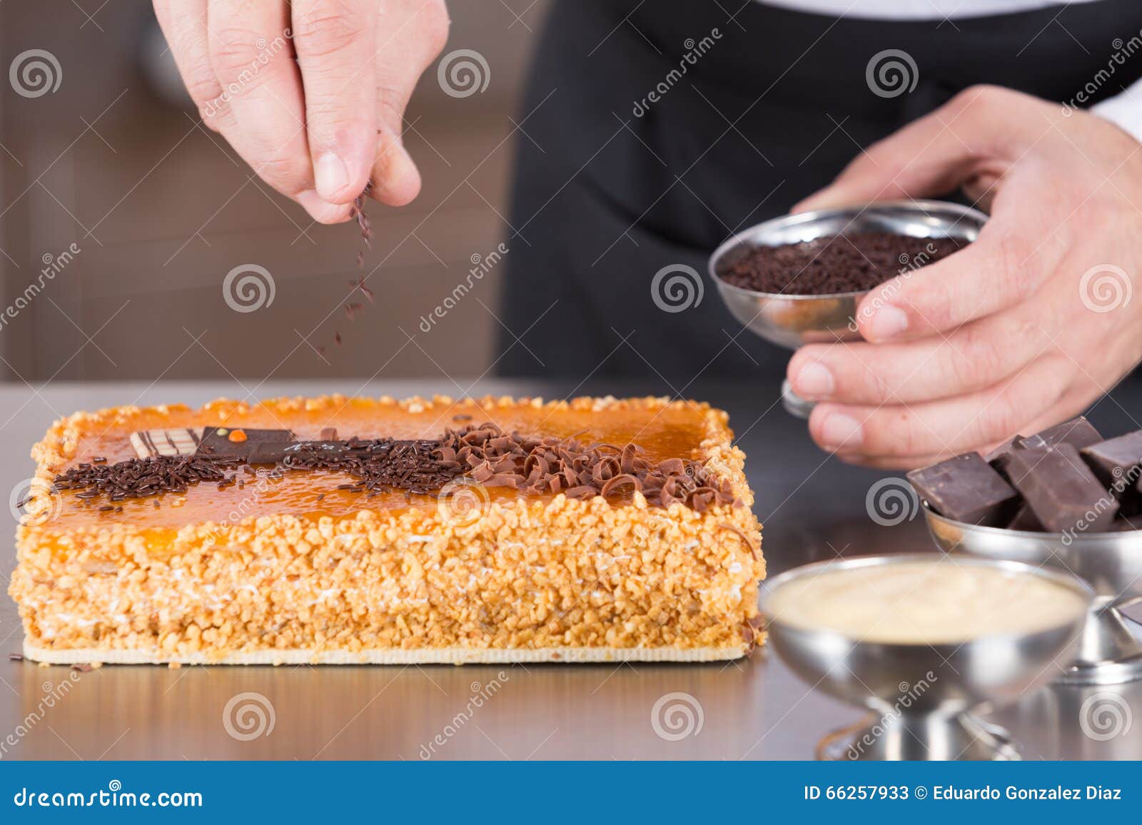Pastry chef decorating stock image. Image of cuisine - 66257933