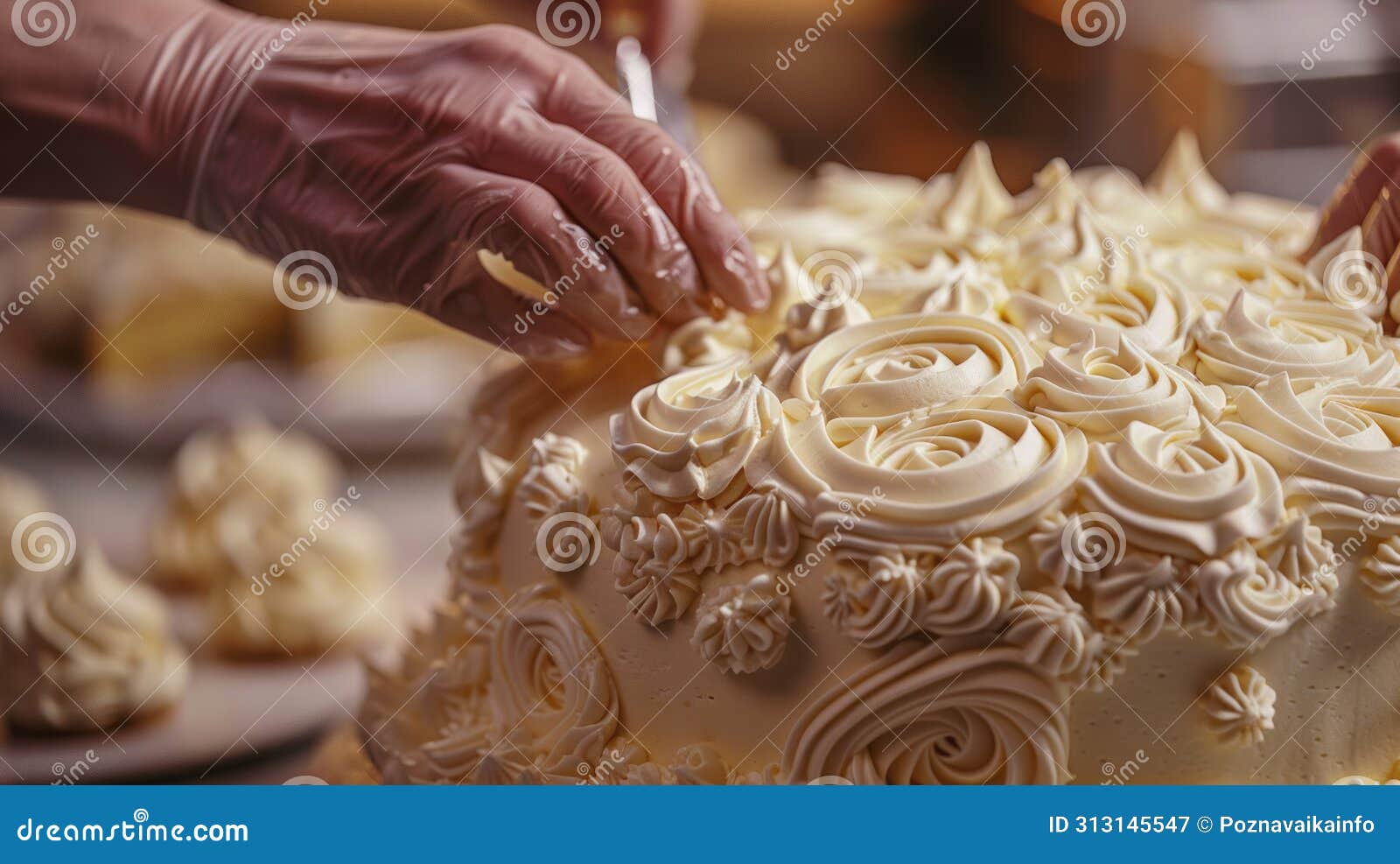 Pastry Chef Decorating Luxurious Cake. Artistry in Confectionery Stock ...
