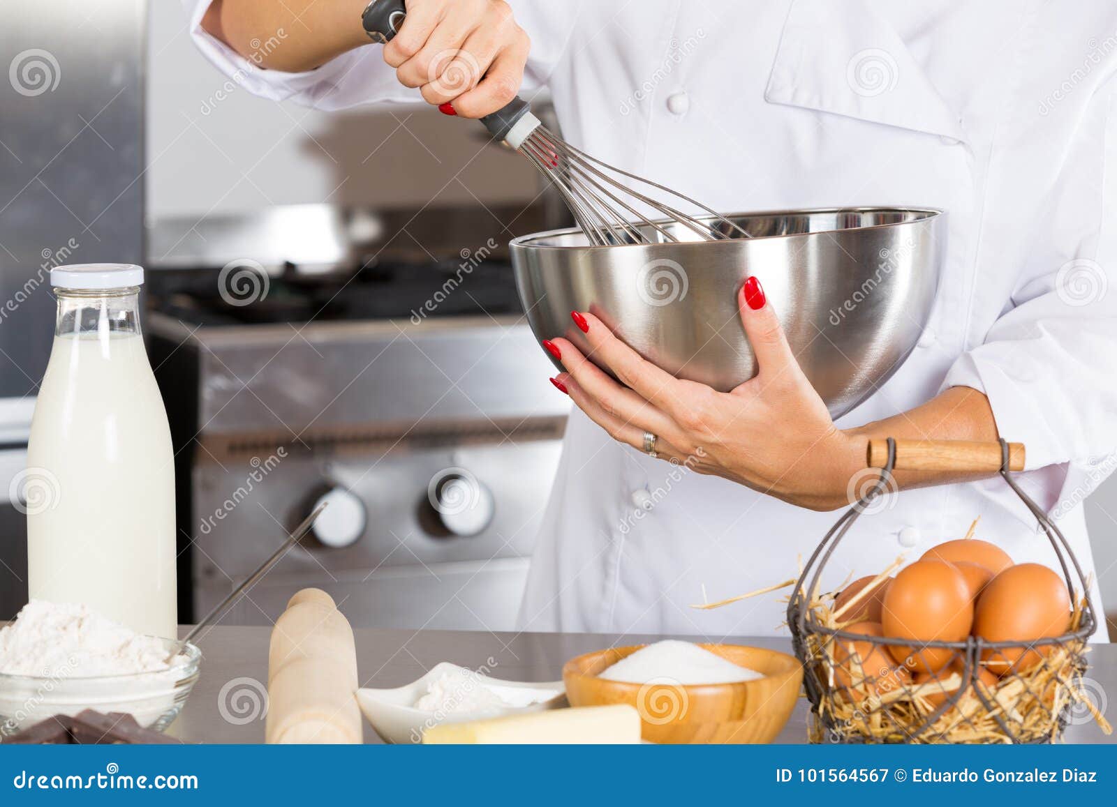 Pastry chef in the kitchen stock image. Image of dessert - 101564567