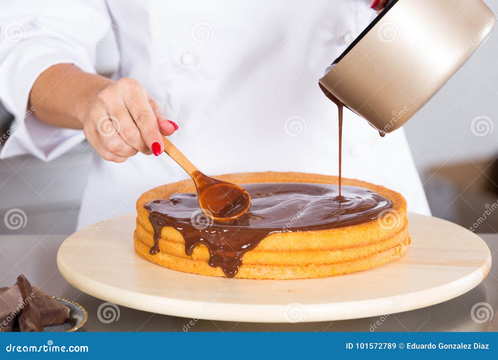 Pastry chef in the kitchen stock image. Image of female - 101572789