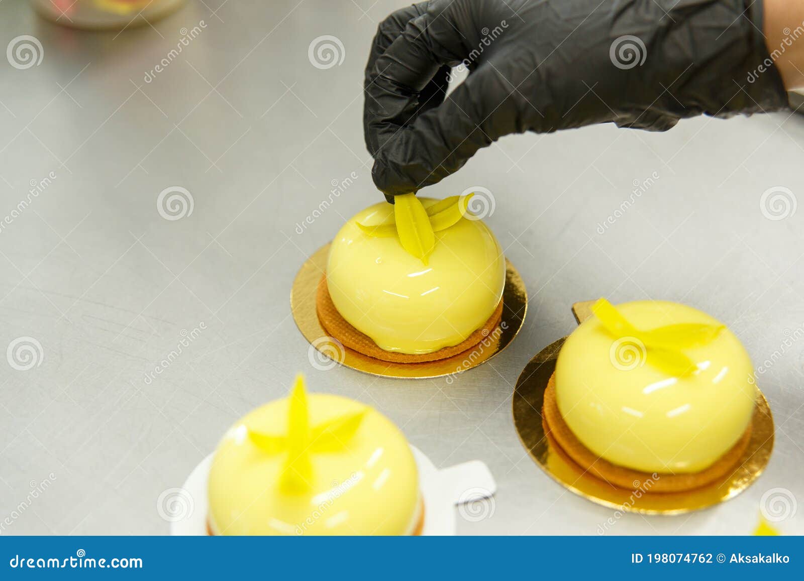 The Pastry Chef in the Kitchen Glazes Pastries Stock Photo - Image of ...
