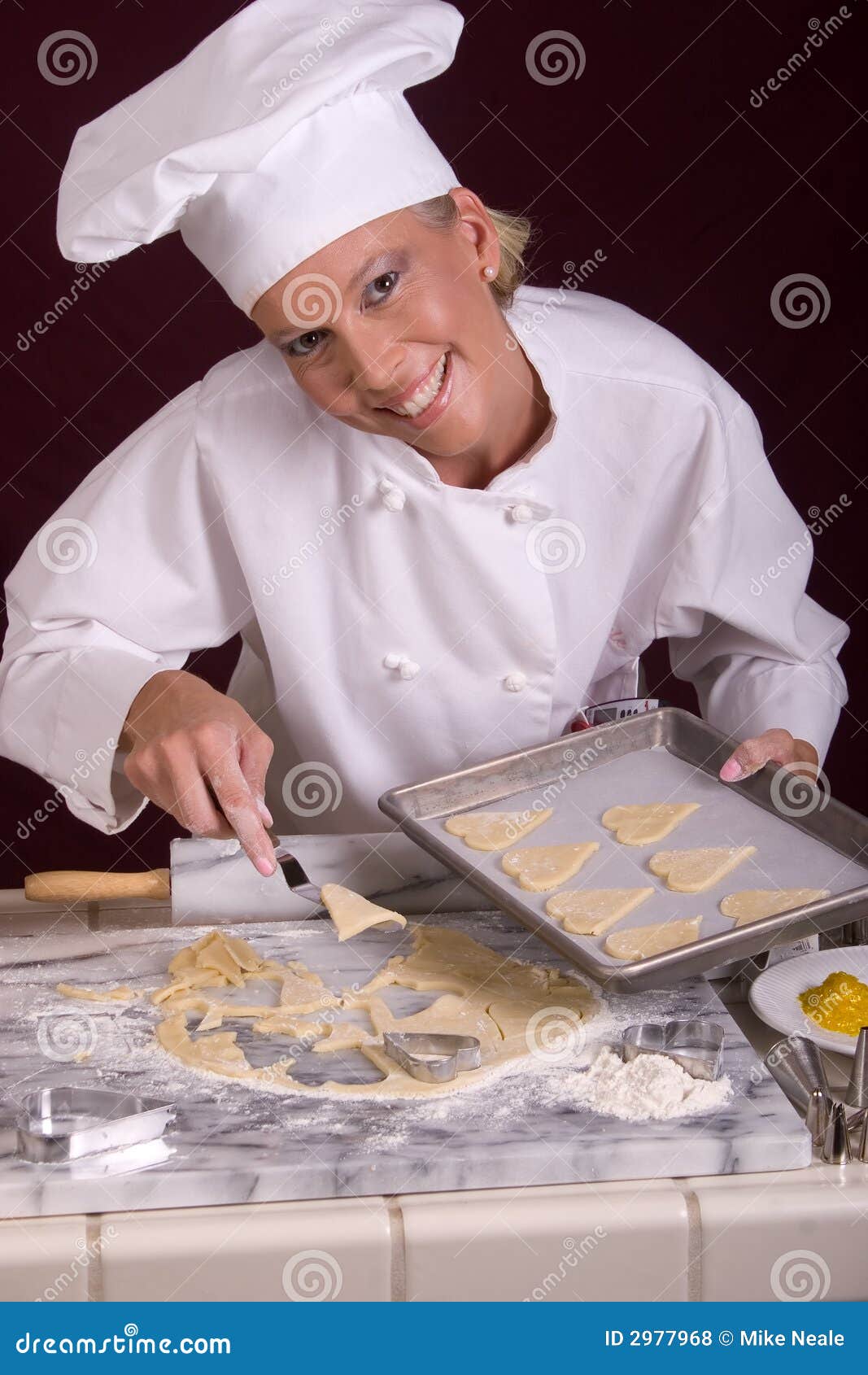 Pastry Chef Loads Cookie Tray Stock Photo - Image of white, happy: 2977968