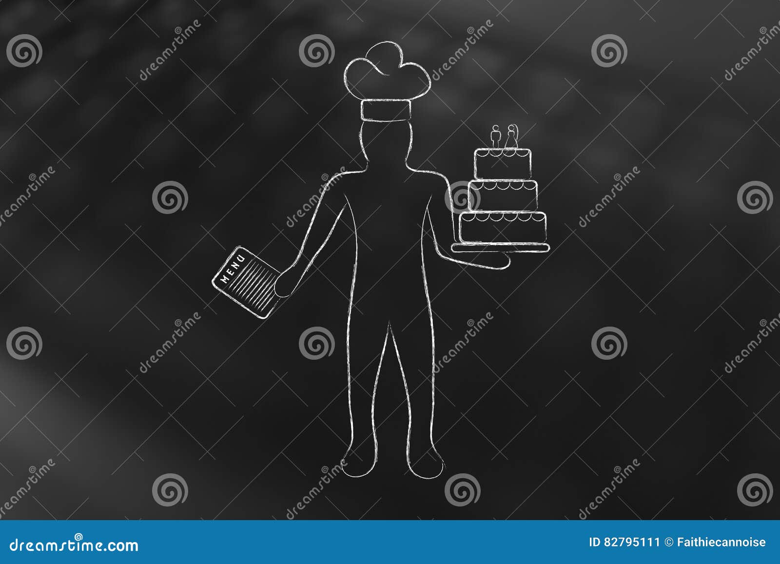 Pastry Chef with Menu and Wedding Cake Stock Illustration ...
