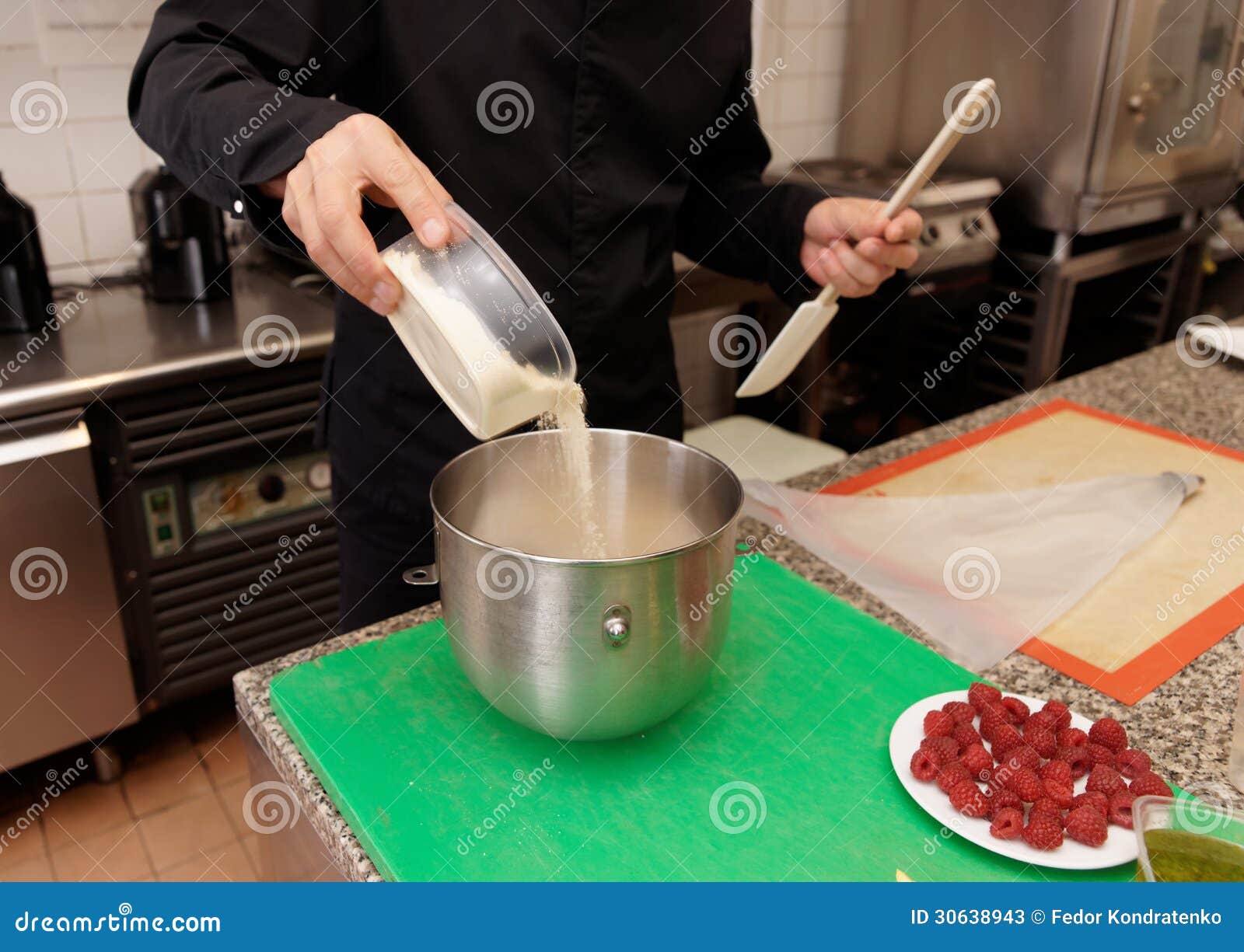 Pastry Chef is Pouring Flour in a Bowl Stock Image - Image of ...