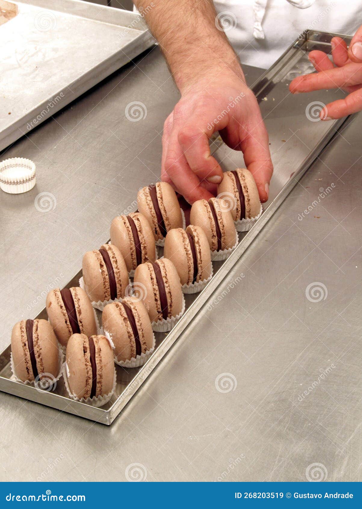 Pastry Chef Preparing Chocolate Macarons. Stock Image - Image of cook ...