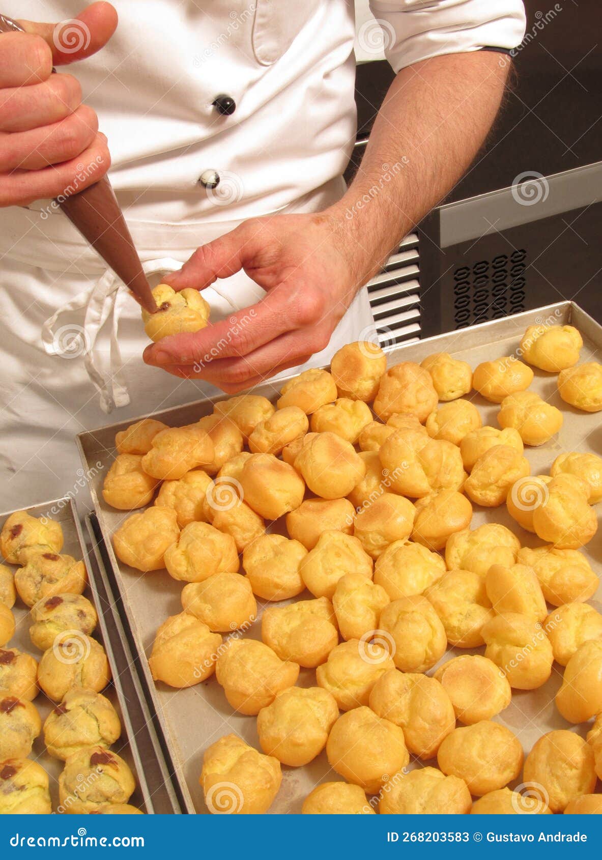 Caramel Pastry Bag on Sweets. Stock Image - Image of tasty, hand: 268203583