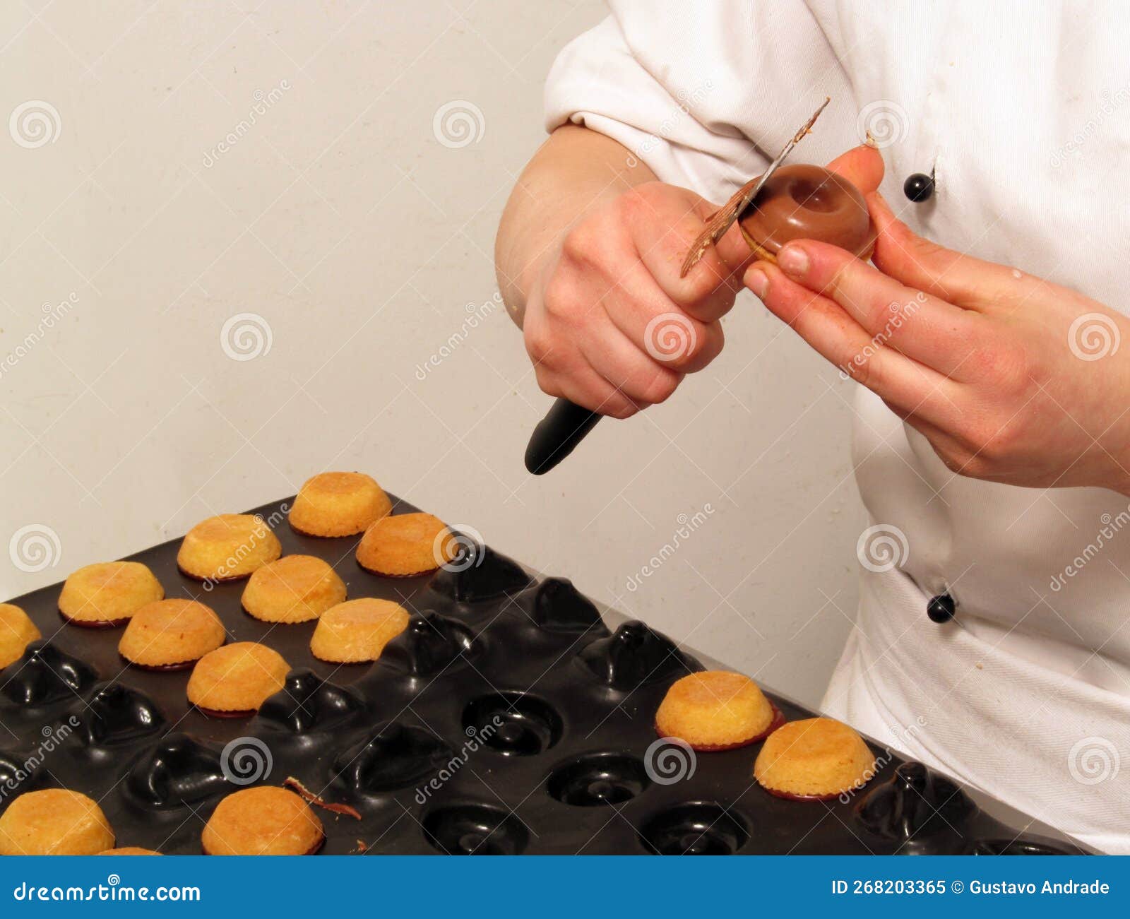 Pastry Chef Preparing Chocolate Sweets Stock Image - Image of pastry ...