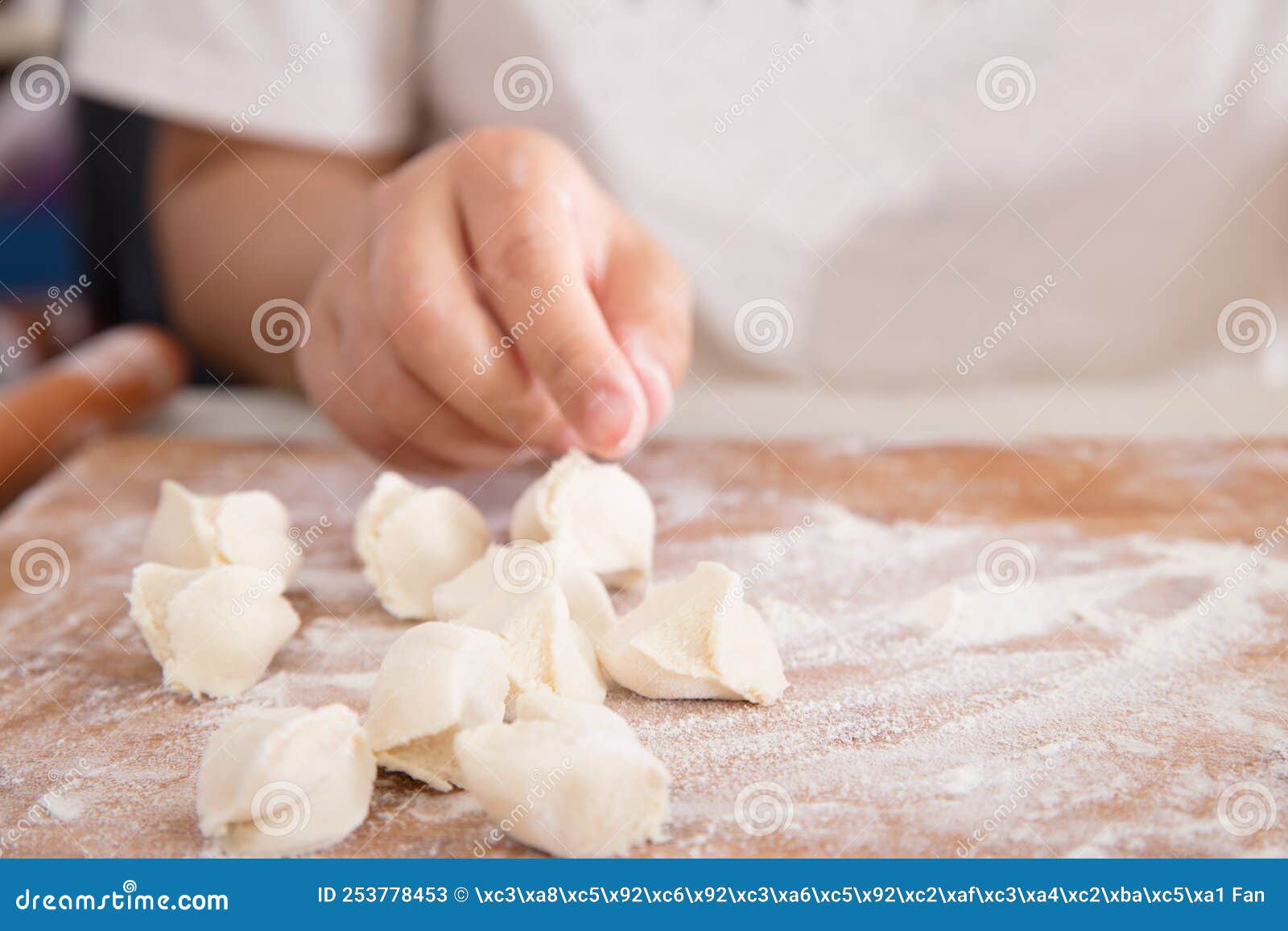 The Pastry Chef is Pulling the Dough Stock Image - Image of board ...