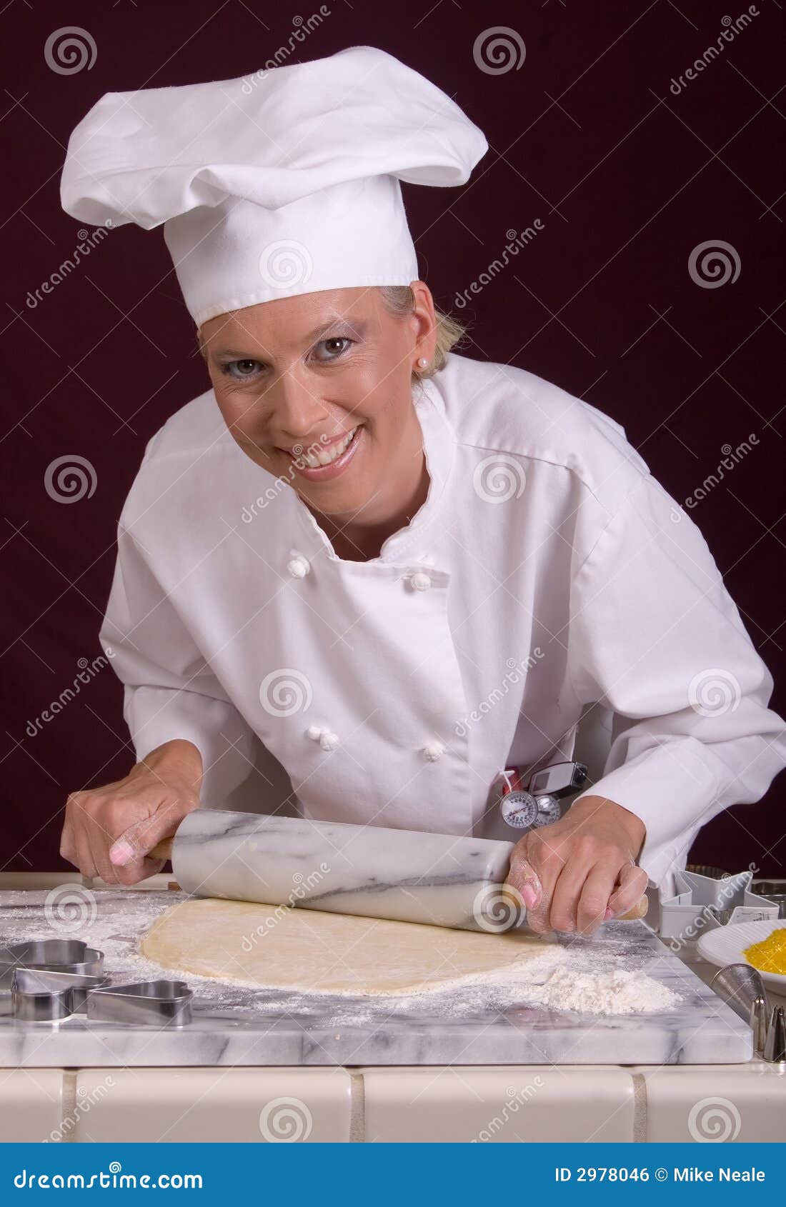 Pastry Chef Rolls Dough stock photo. Image of yellow, cutters - 2978046