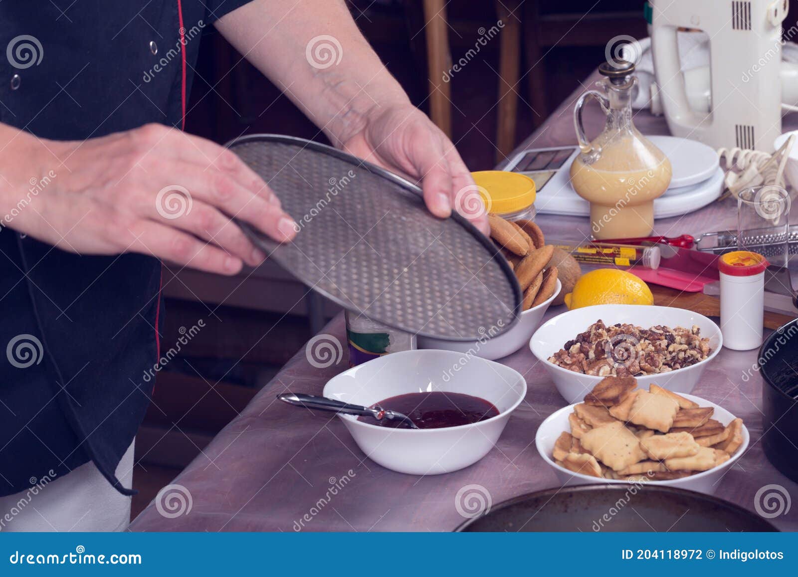 Pastry Chef`s Desk in the Cooking Process Stock Photo - Image of ...