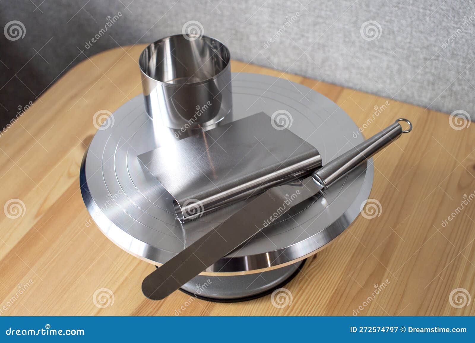 Pastry Chef S Tools Lie on a Rotating Table. Spatula, Spatula and Cake ...