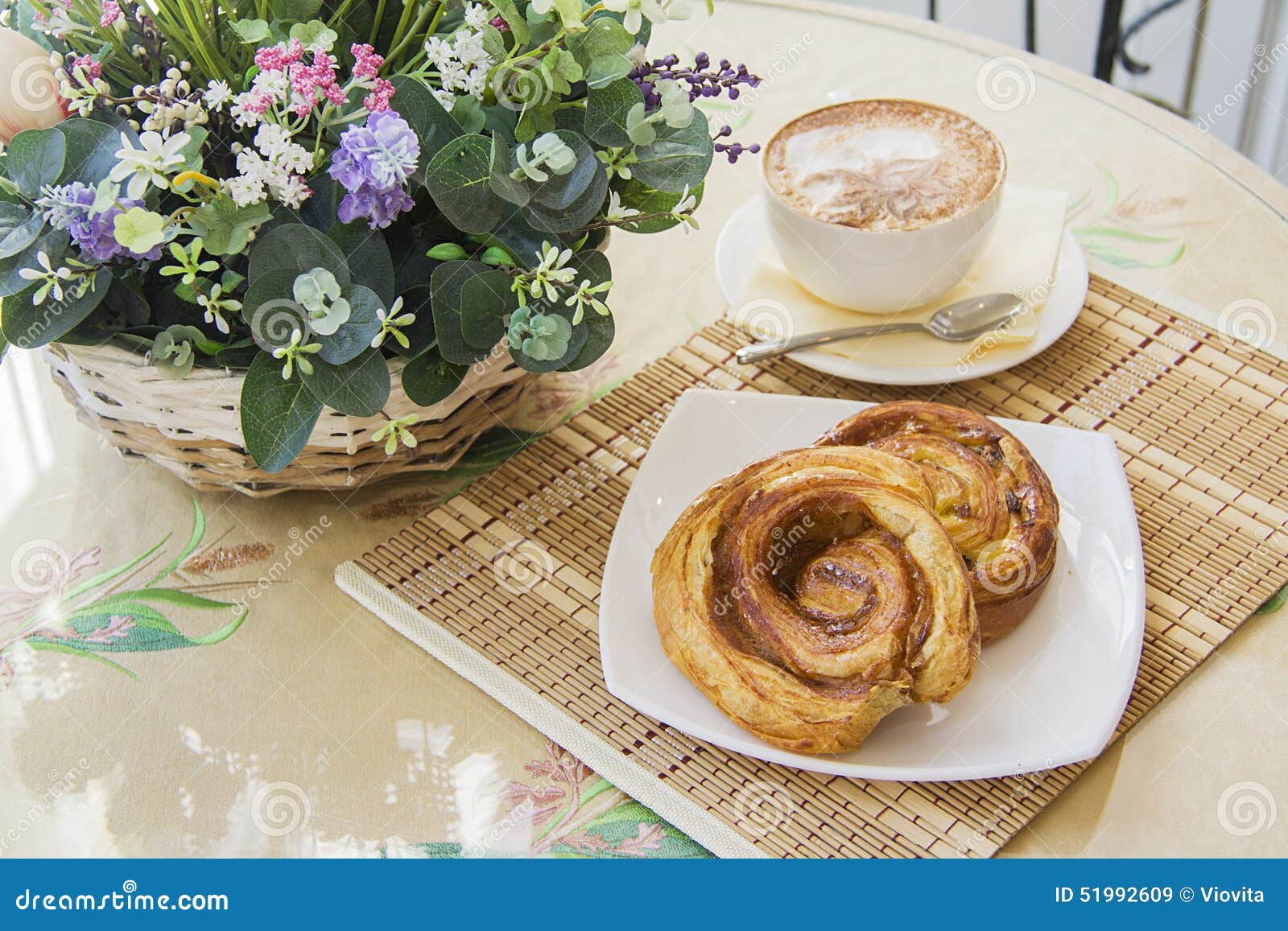 Pastry with Coffee in Typical Parisian Cafe Stock Image - Image of ...
