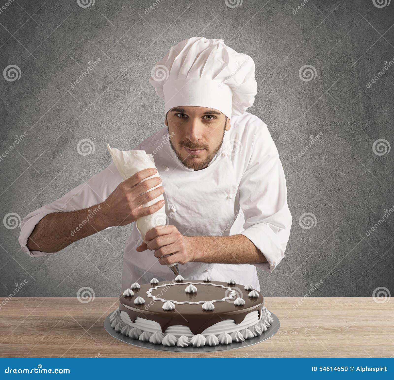 Pastry Cook Prepares a Cake Stock Photo - Image of dessert, chef: 54614650