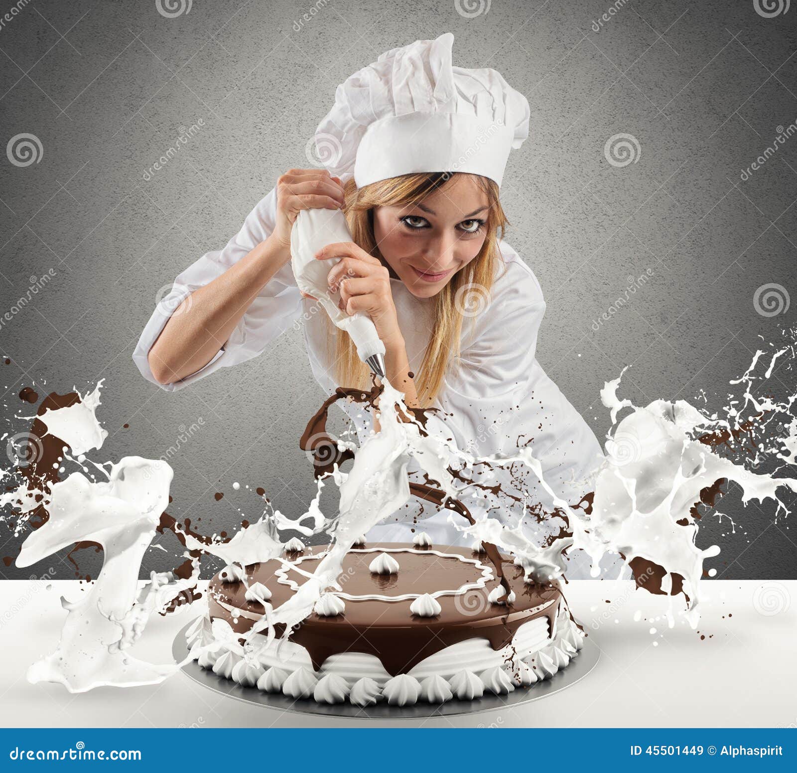 Pastry Cook Prepares a Cake Stock Image - Image of delicious, creative ...