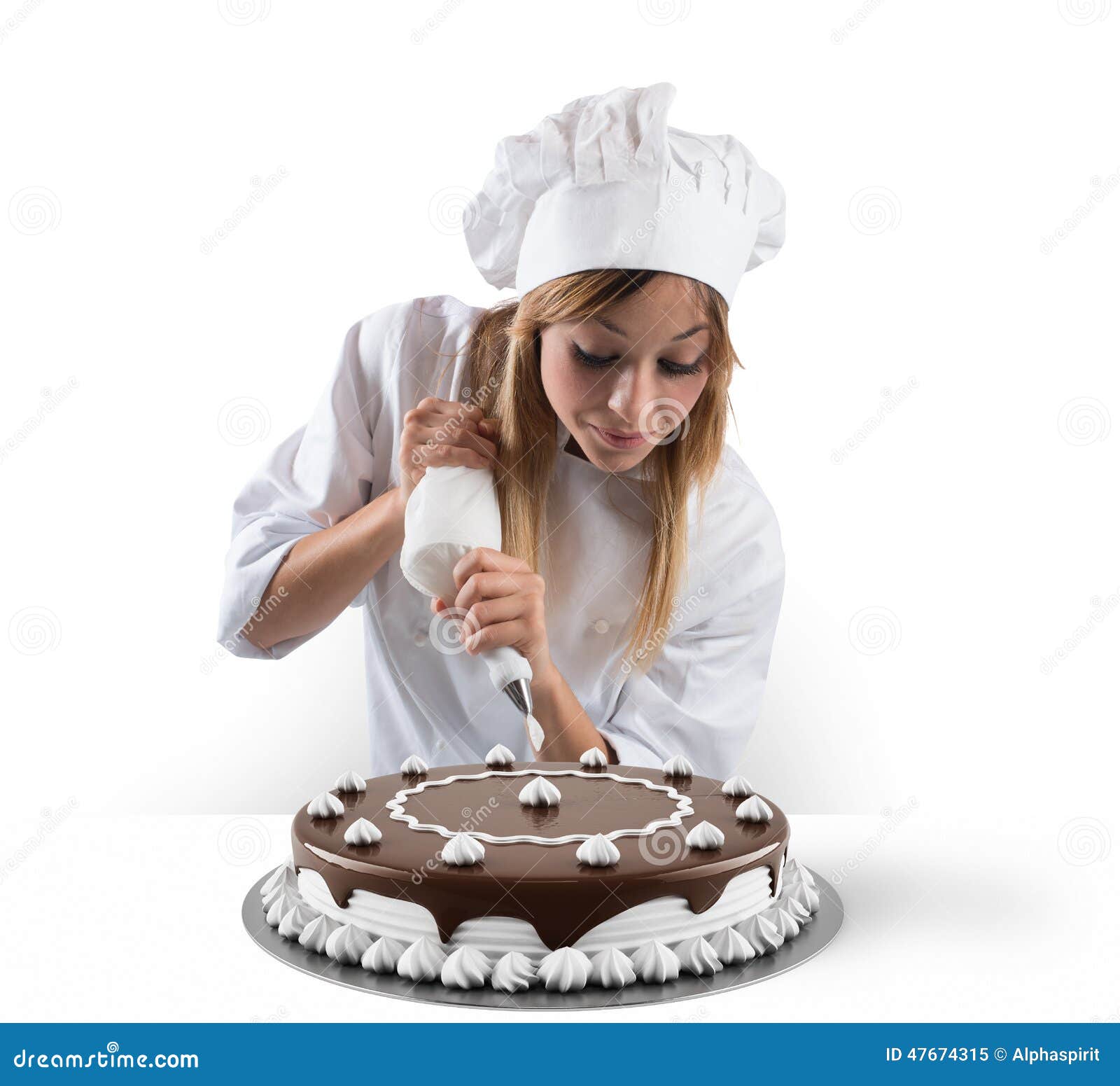 Pastry Cook Prepares a Cake Stock Image - Image of happy, pastries ...
